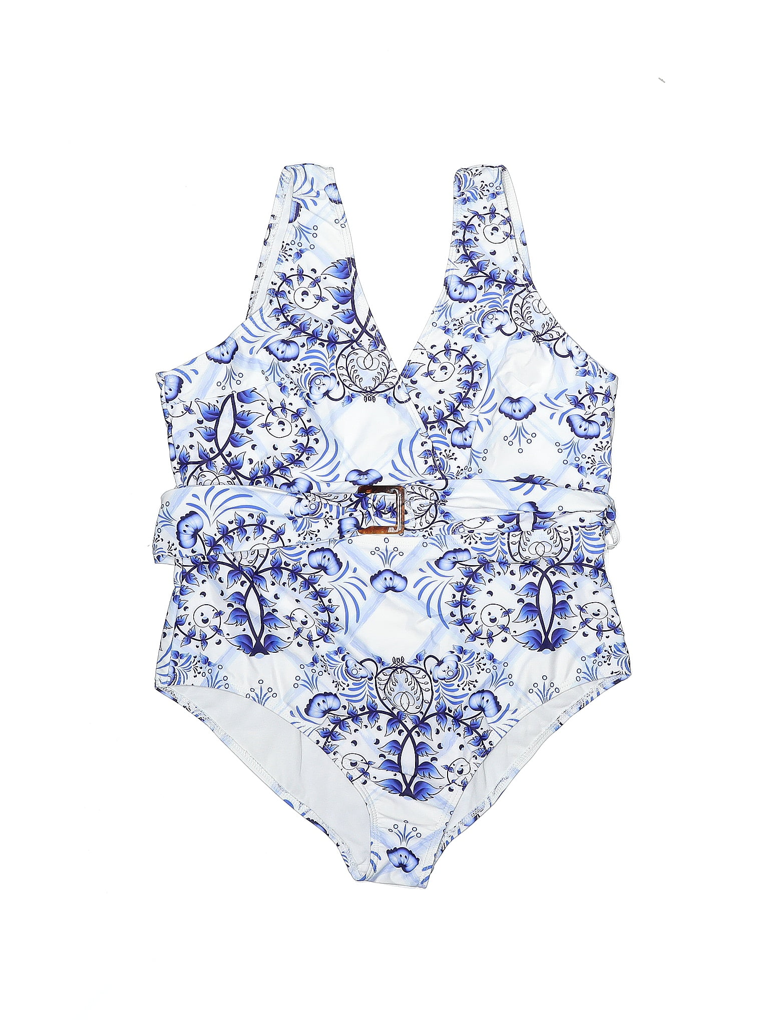 Missguided White Blue One Piece Swimsuit Size 14 - 54% off | thredUP