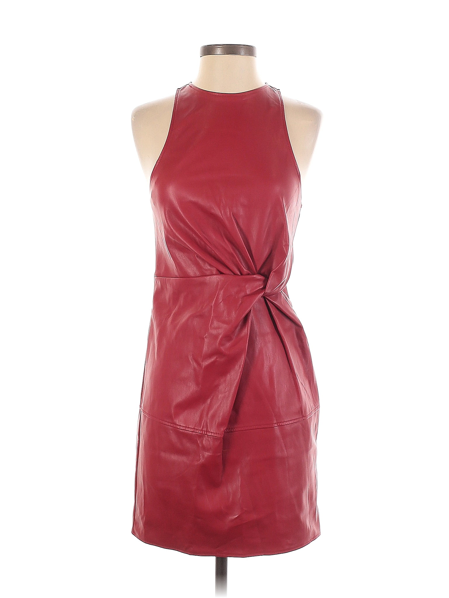 Missguided 100% Polyurethane Solid Red Burgundy Cocktail Dress Size 4 ...