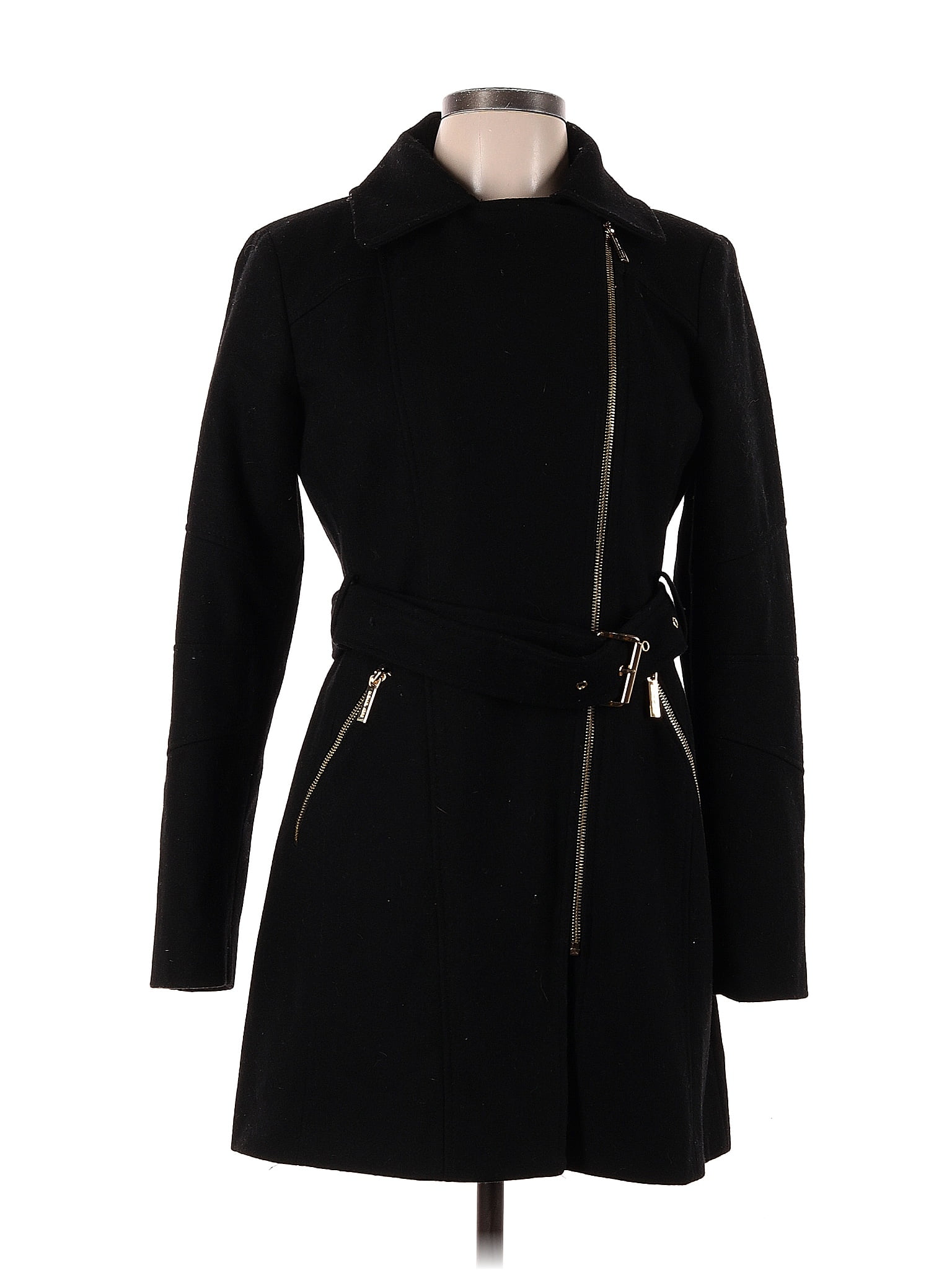 Michael Michael Kors Solid Black Wool Coat Size S 70 Off Thredup