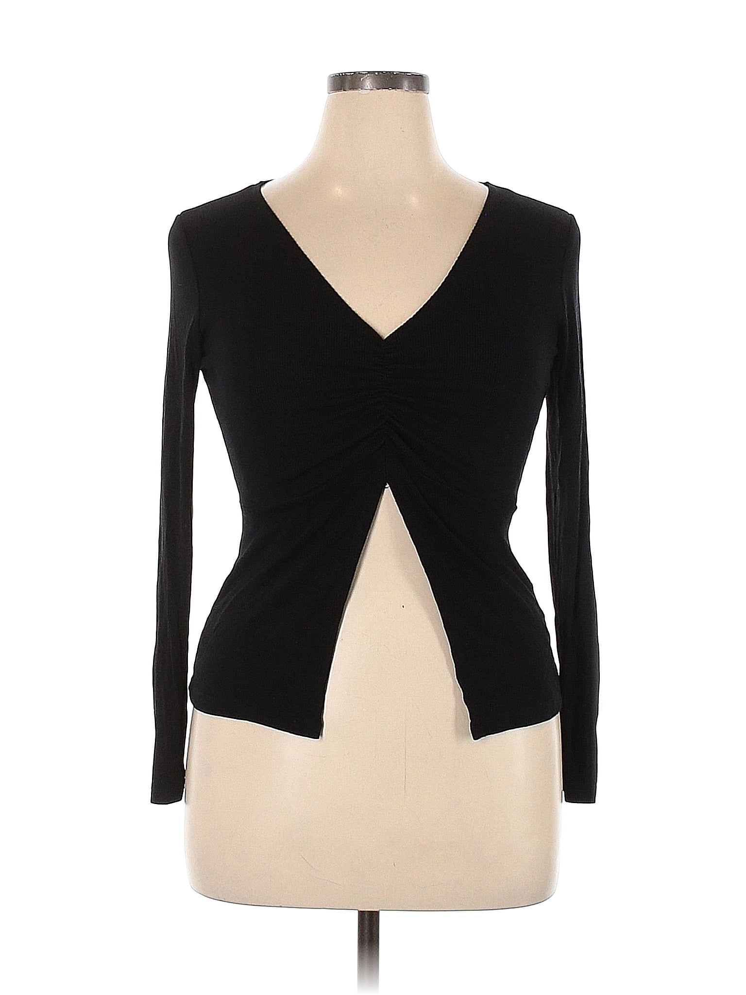 Assorted Brands Solid Black Long Sleeve Top Size L 63 Off Thredup