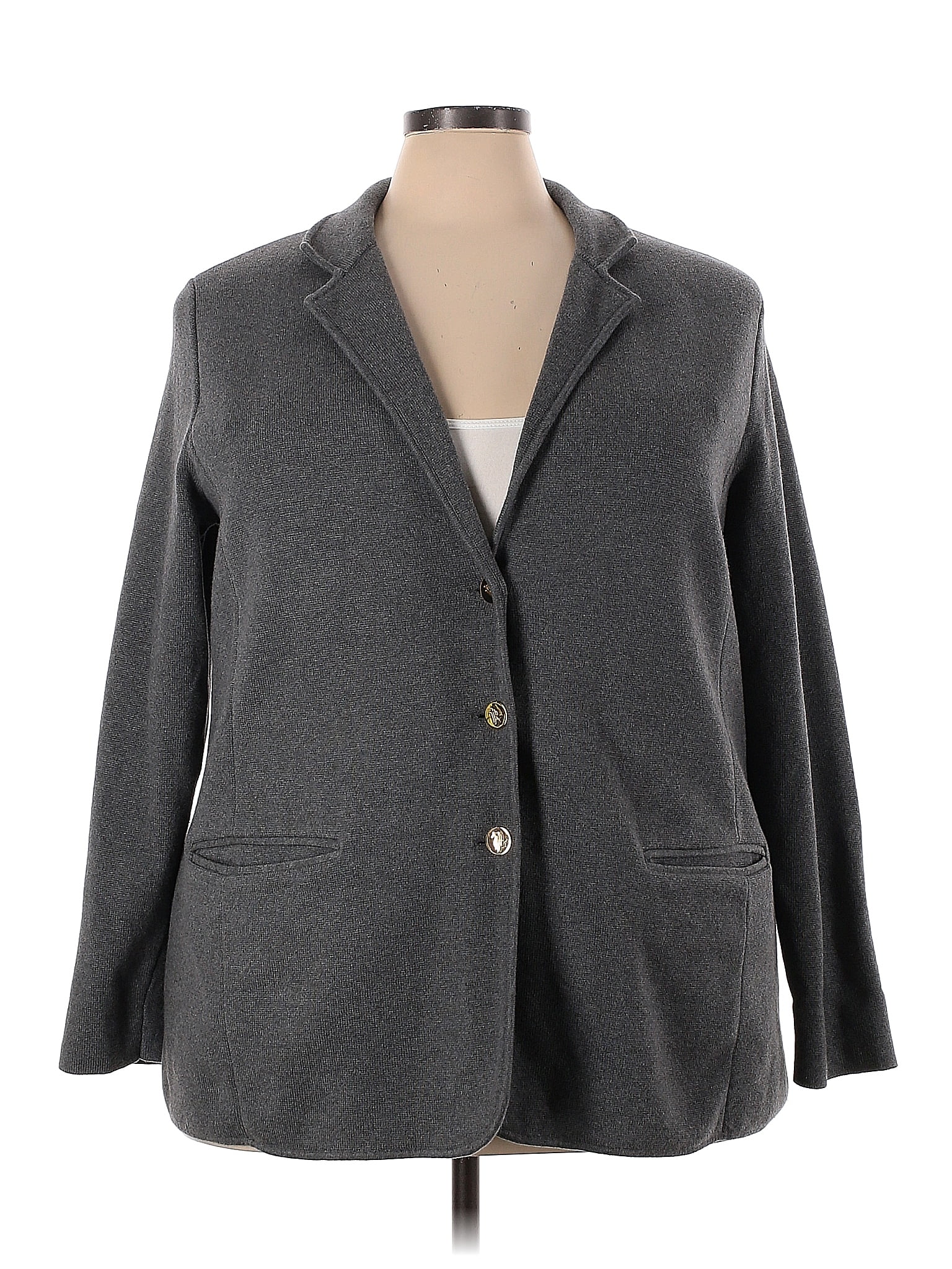 Lauren by Ralph Lauren Solid Gray Blazer Size 3X (Plus) - 67% off | thredUP