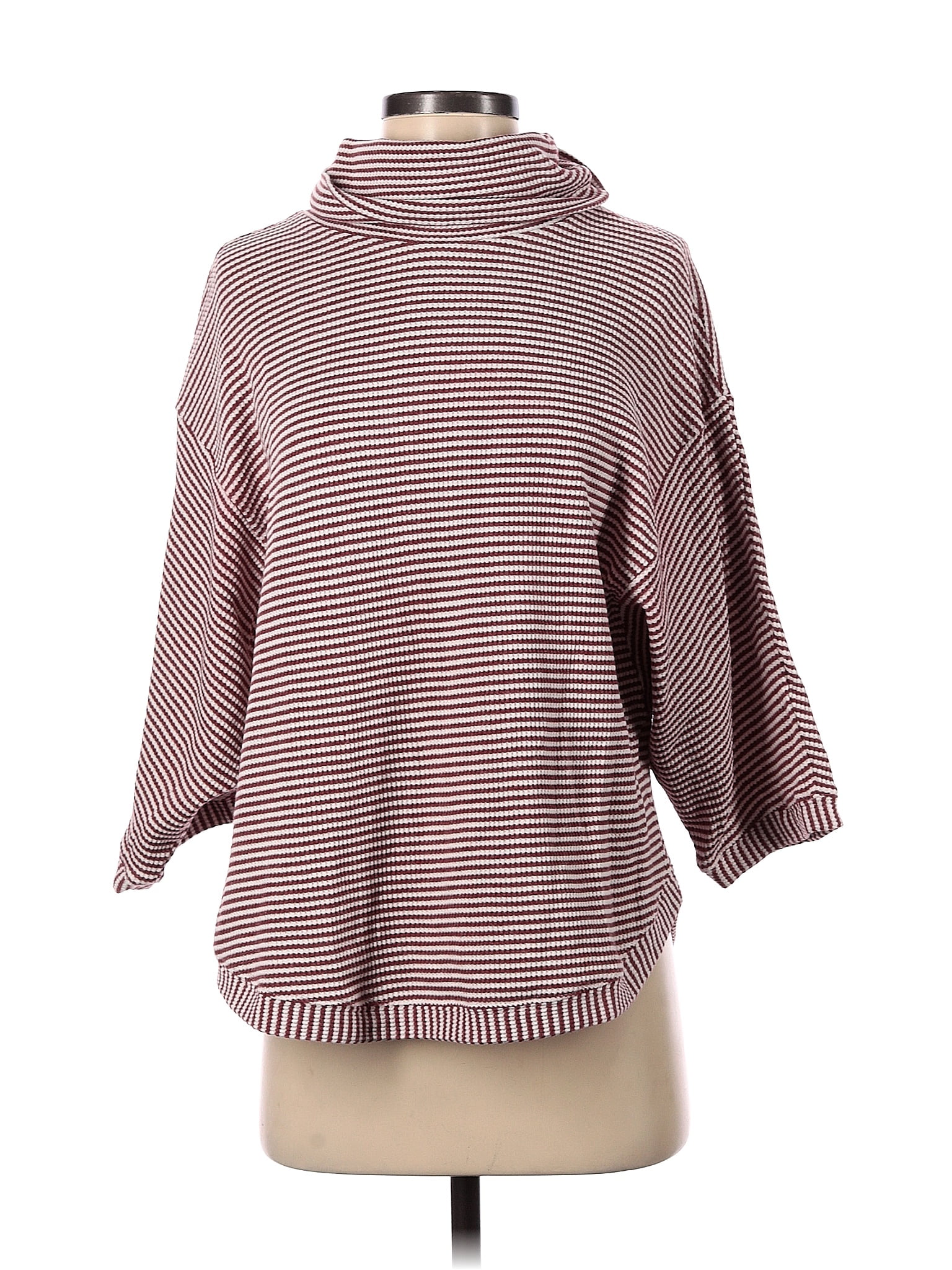 Doe & Rae Stripes Multi Color Burgundy Turtleneck Sweater Size S - 67% ...