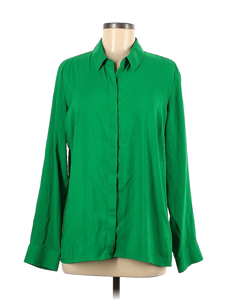 Express Outlet Green Long Sleeve Blouse Size L 60 Off Thredup