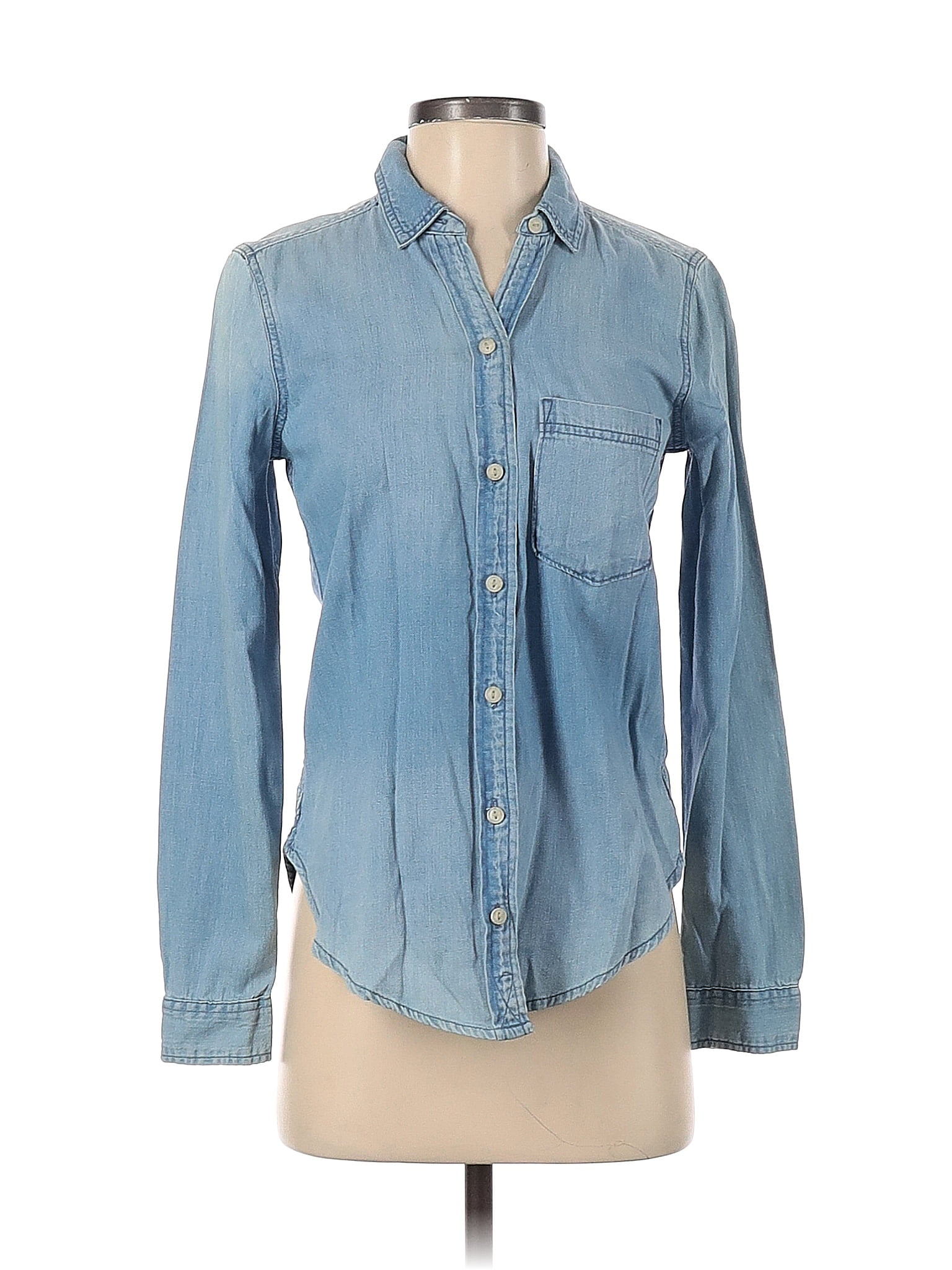 Abercrombie And Fitch Checkered Gingham Blue Long Sleeve Button Down