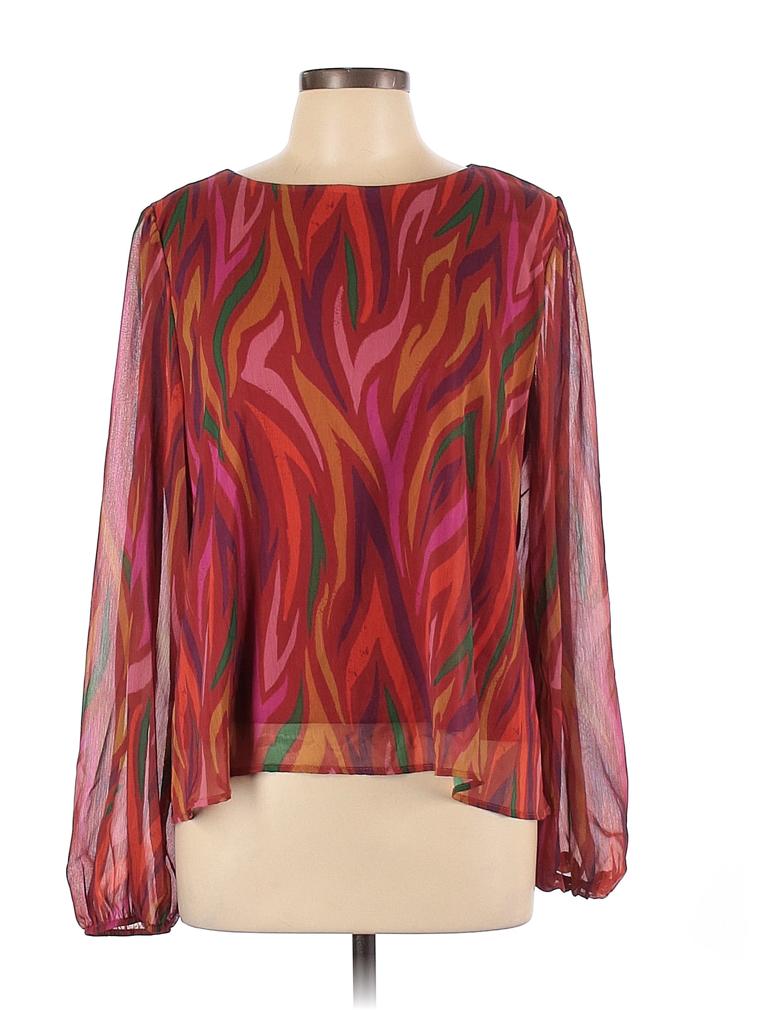 Peach Love 100% Polyester Burgundy Long Sleeve Blouse Size L - 75% off | ThredUp