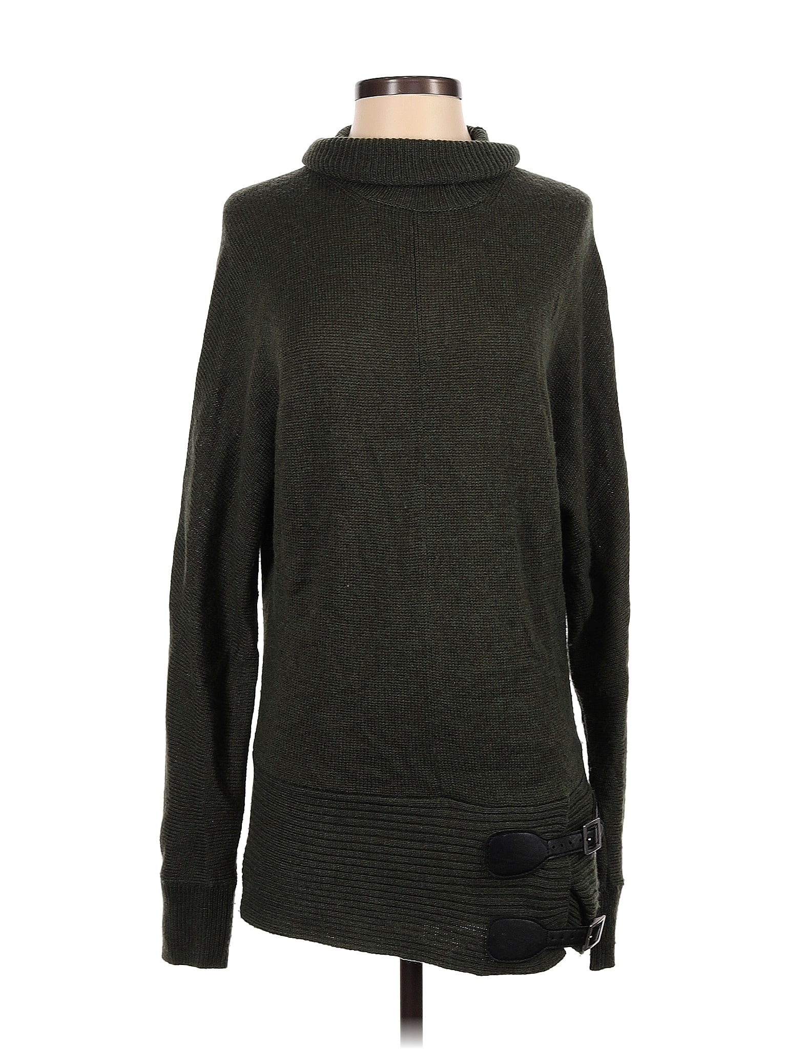 Moda International Color Block Solid Green Turtleneck Sweater Size S ...