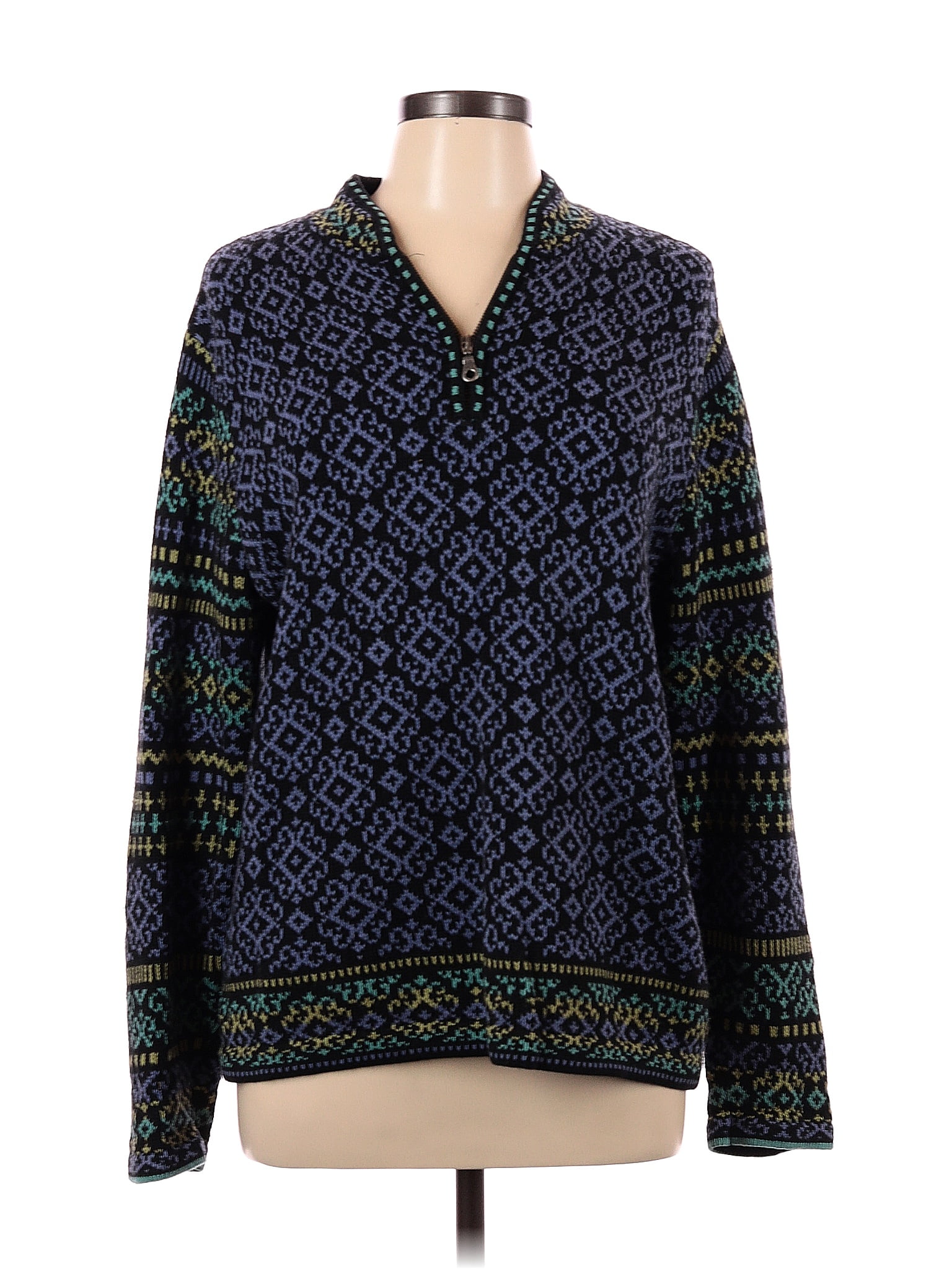 Nomadic Traders Color Block Multi Color Blue Pullover Sweater Size L ...