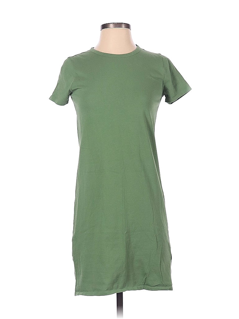 J Crew Factory Store 100 Cotton Solid Green Casual Dress Size Xxs 75