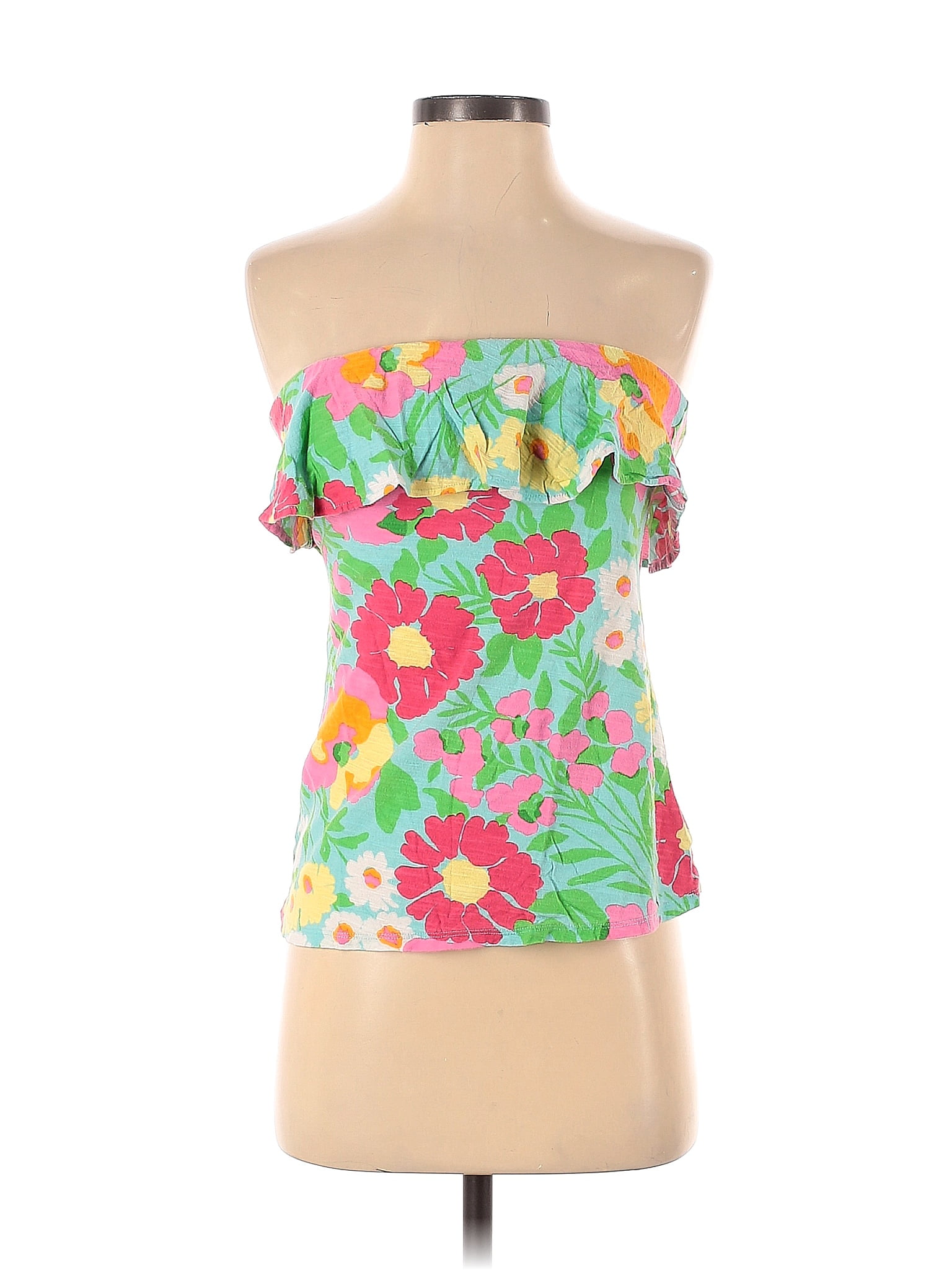 Lilly Pulitzer 100 Cotton Floral Multi Color Pink Tube Top Size S 69