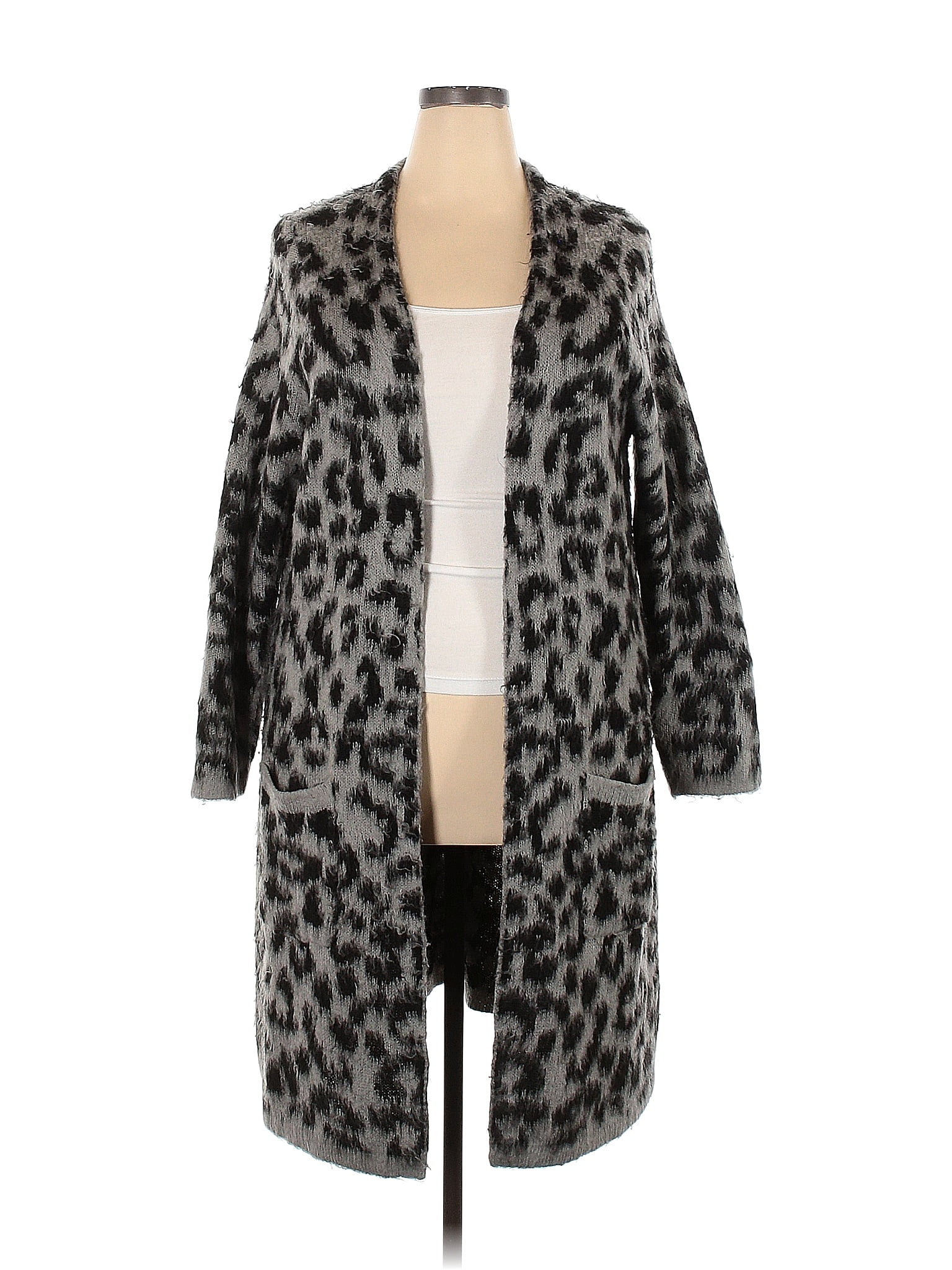 Torrid 100% Acrylic Color Block Leopard Print Gray Cardigan Size 5X ...