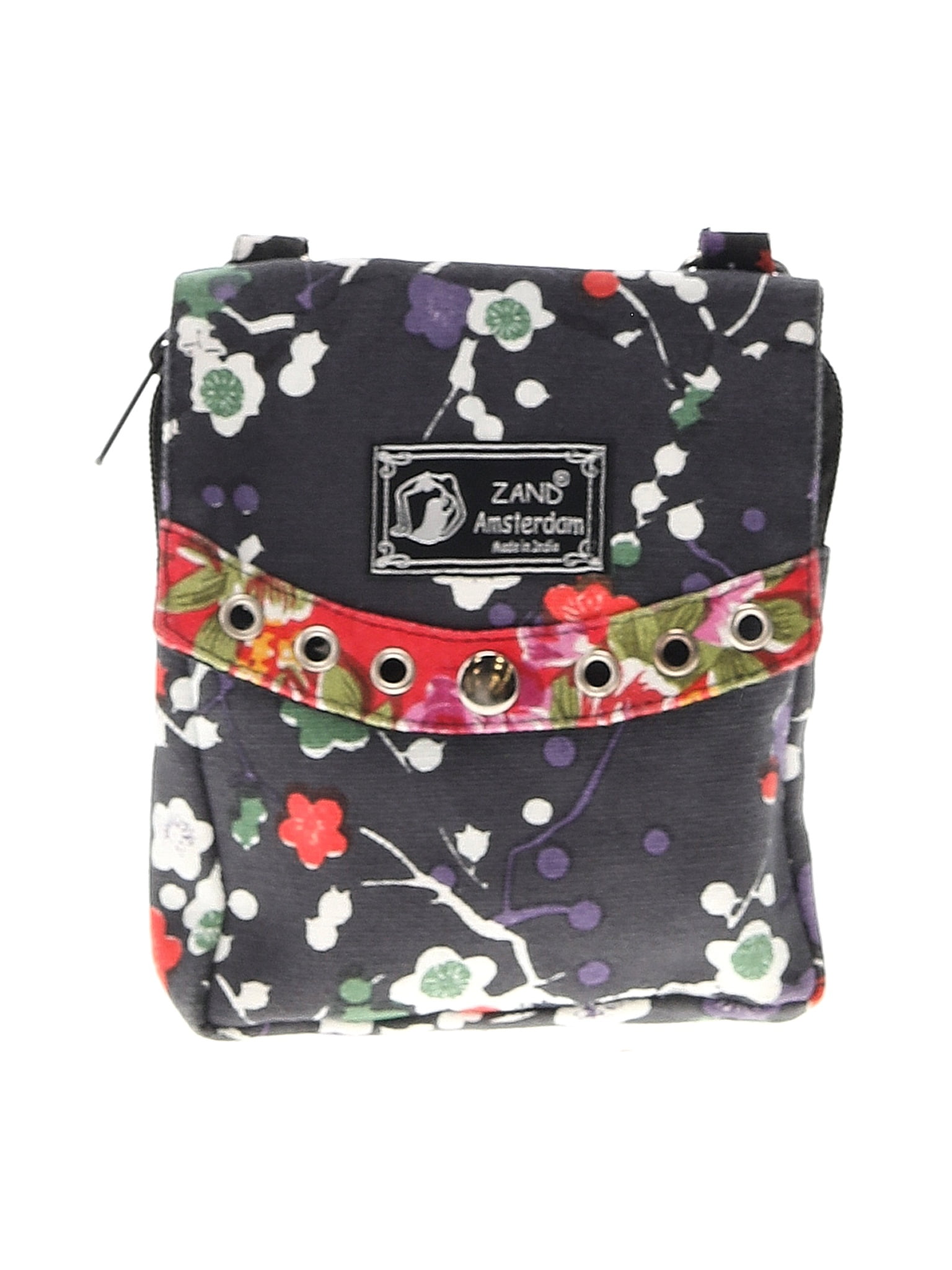ZAND Amsterdam Floral Graphic Polka Dots Multi Color Black Crossbody ...