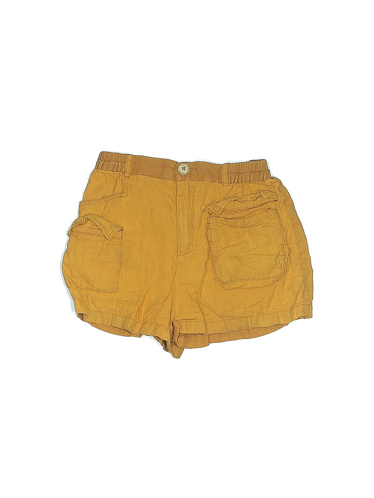 Zara 100% Linen Solid Yellow Shorts Size 9 - 48% off | thredUP