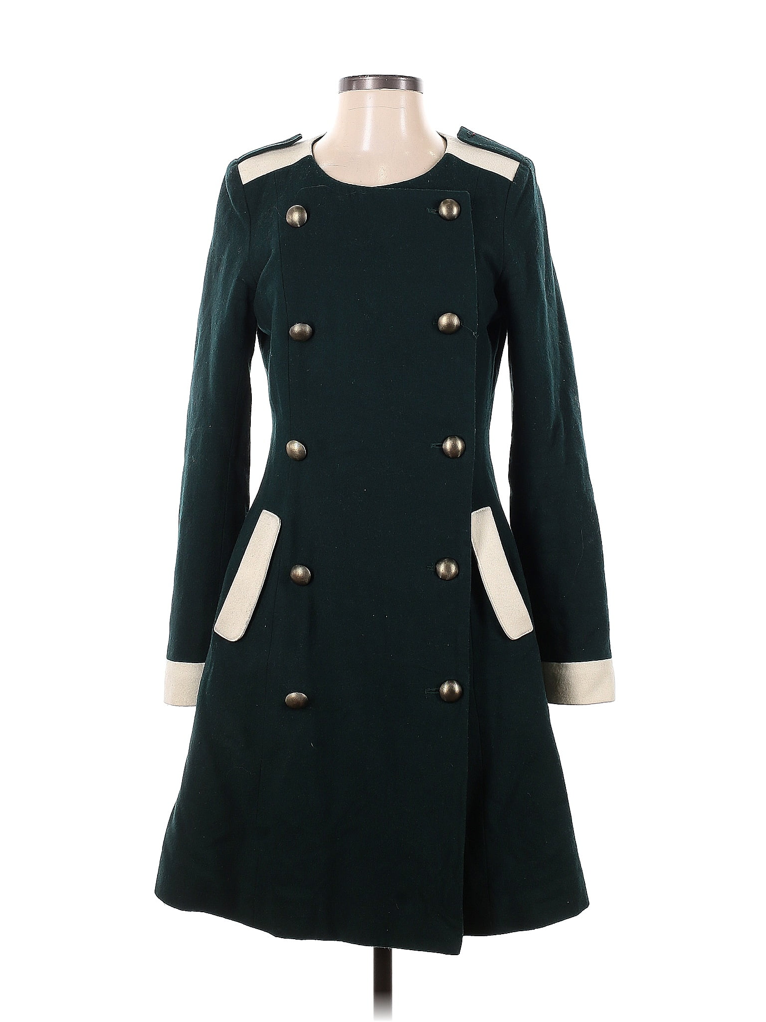 ModCloth Solid Green Wool Coat Size S - 67% off | thredUP