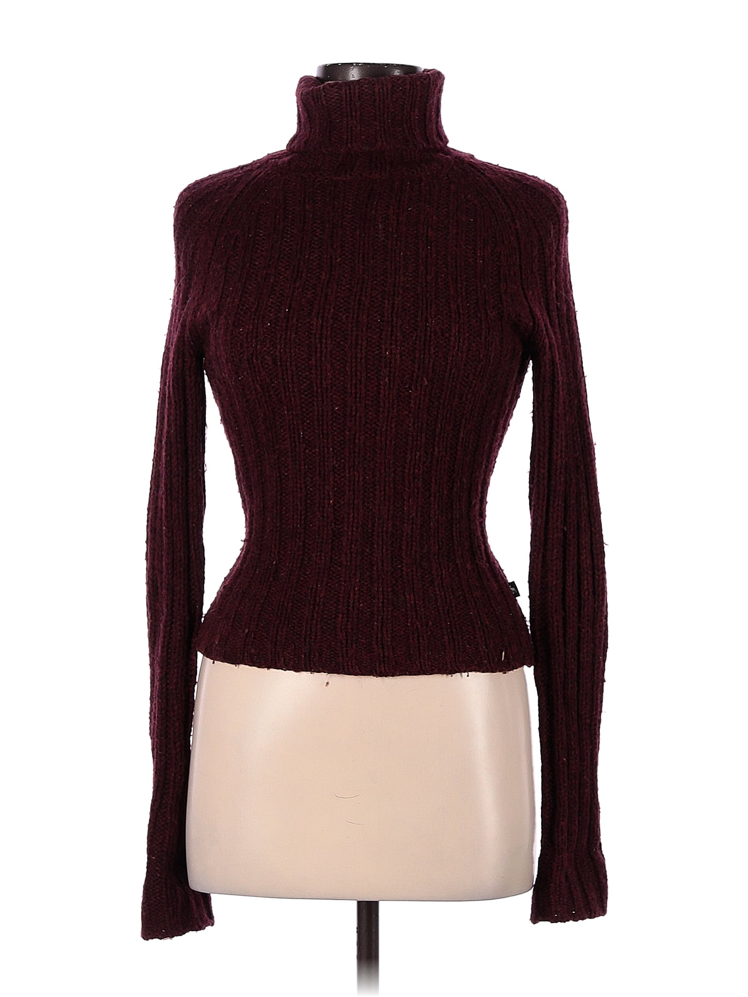 Abercrombie & Fitch Color Block Solid Burgundy Turtleneck Sweater Size ...