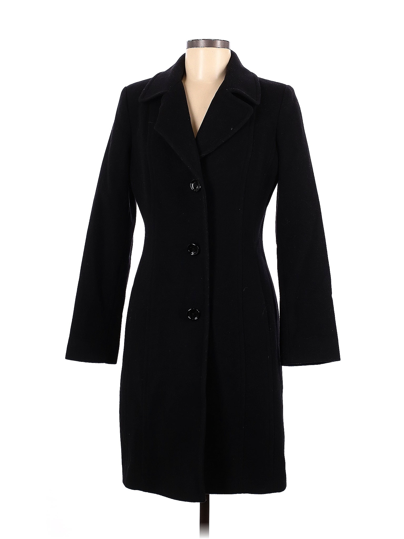Anne Klein Solid Black Wool Coat Size M 69 Off Thredup