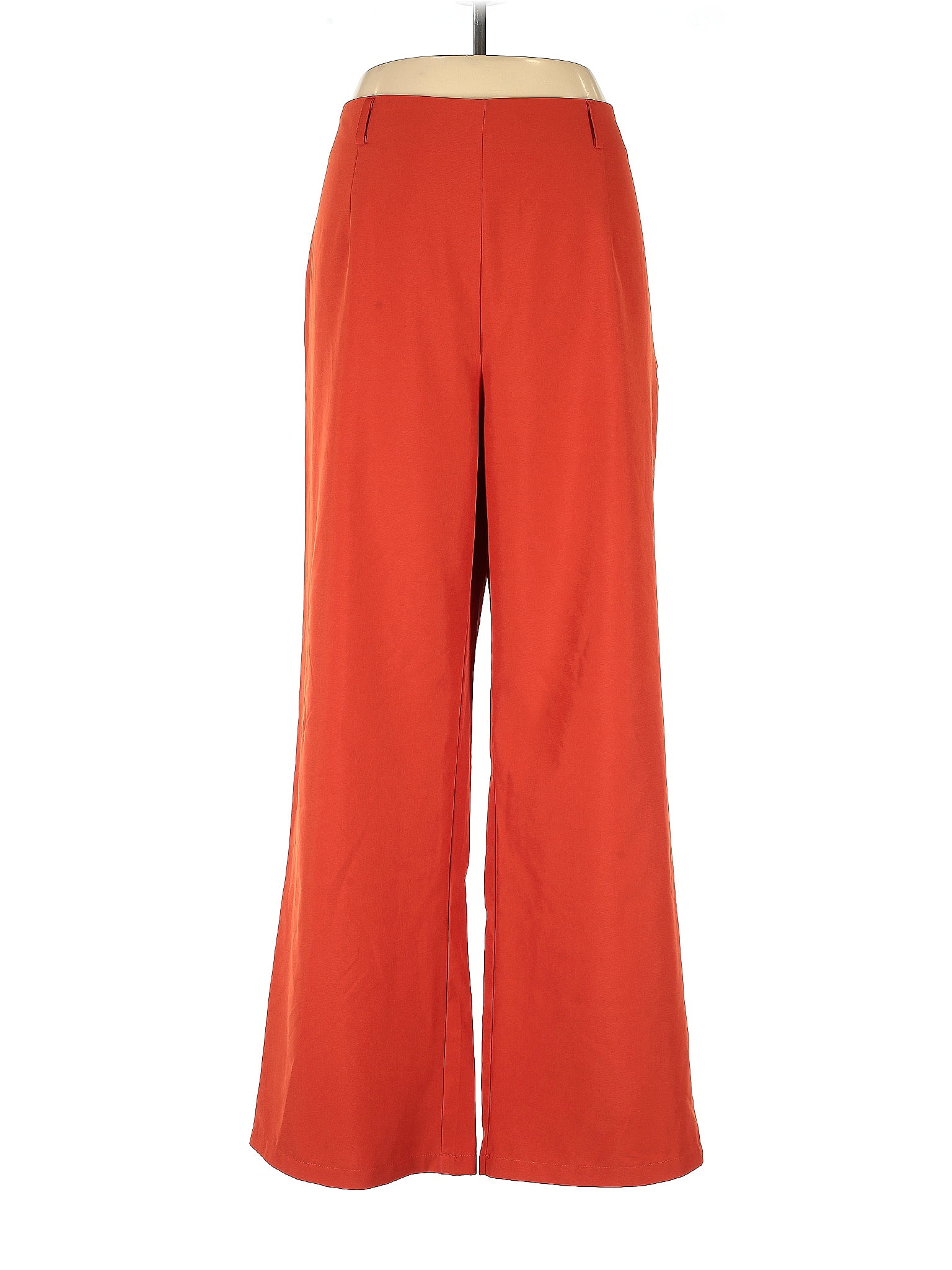 Shein 100% Polyester Solid Red Orange Dress Pants Size 0X (Plus) - 40% ...