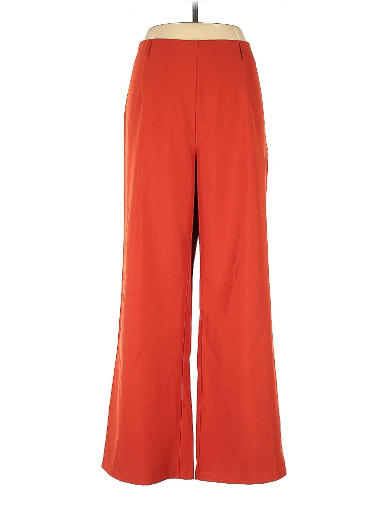 Shein 100% Polyester Solid Red Orange Dress Pants Size 0X (Plus) - 40% ...