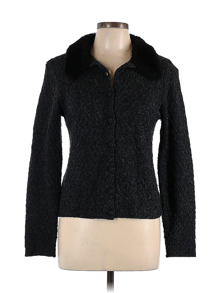 Gap Solid Gray Black Faux Fur Jacket Size L - 66% off | thredUP