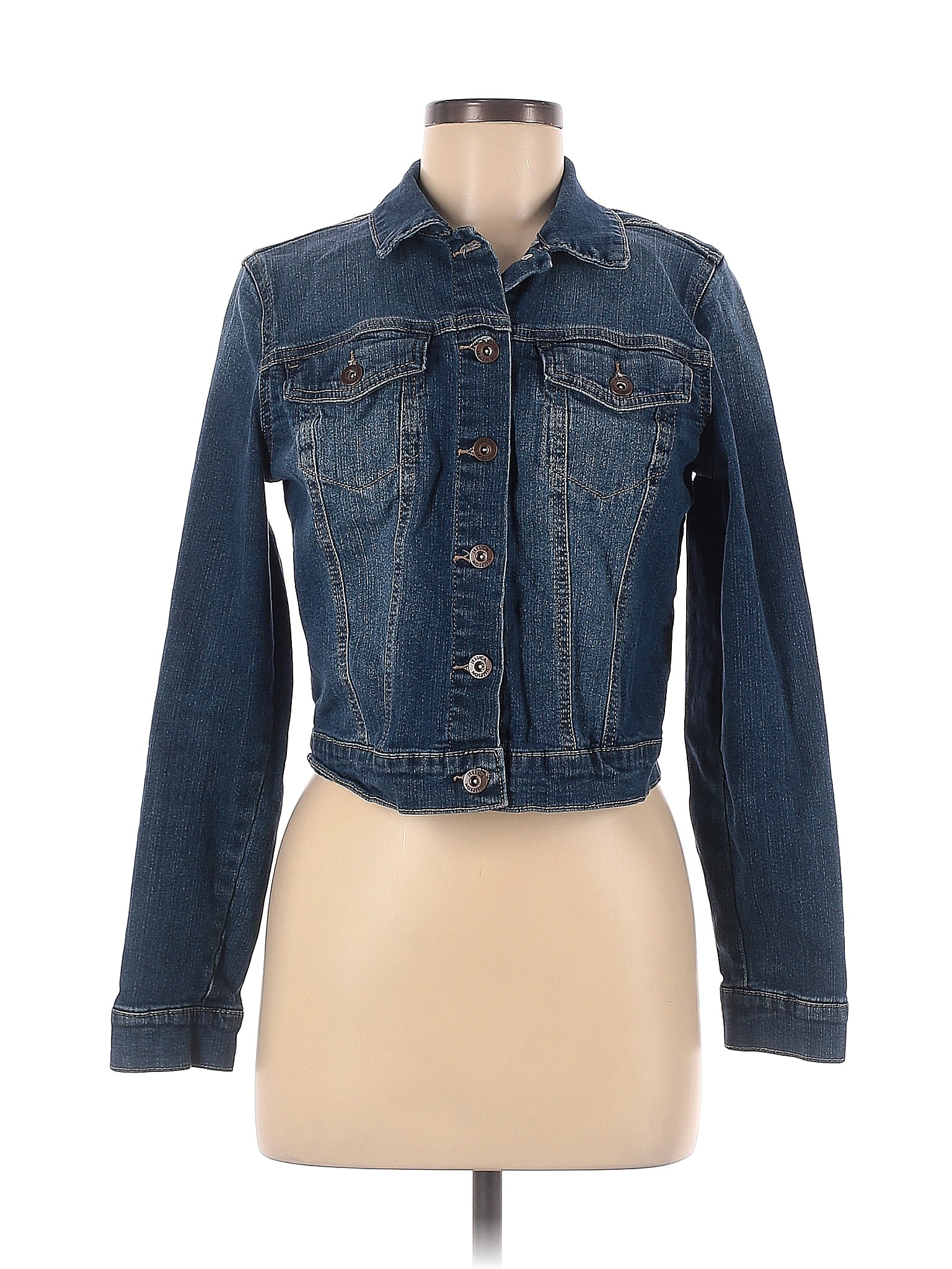 Jessica Simpson Solid Blue Denim Jacket Size M 66 Off Thredup
