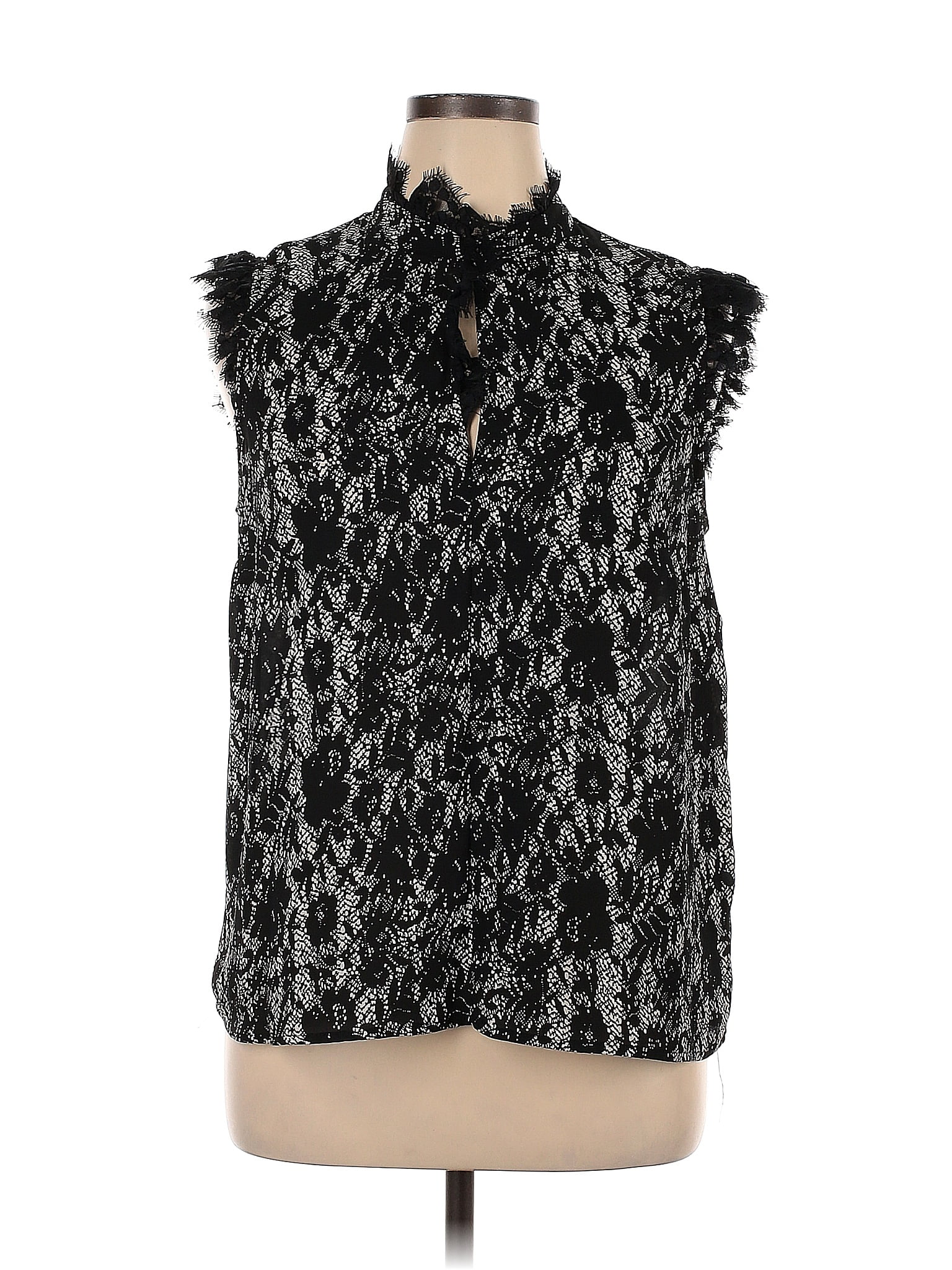 Who What Wear 100 Polyester Black Short Sleeve Blouse Size Xl 44
