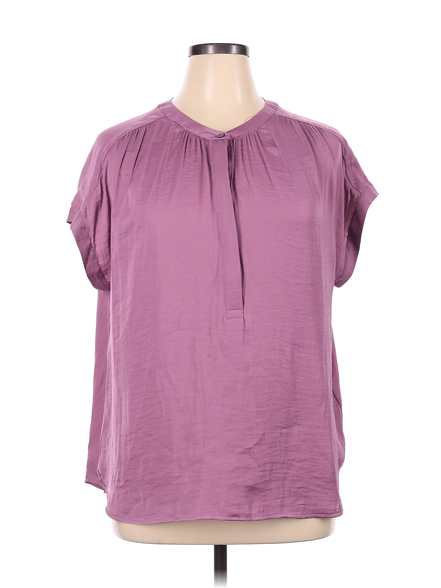 Simply Vera Vera Wang 100 Polyester Purple Short Sleeve Blouse Size Xl