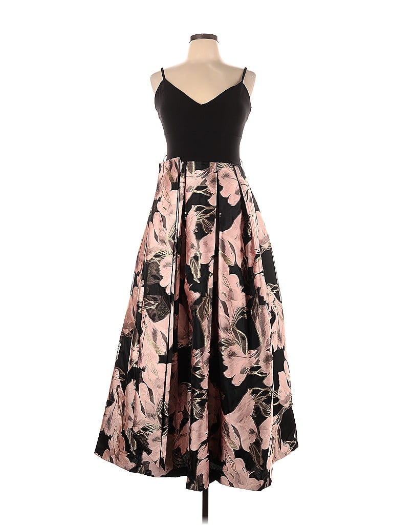Eliza J Color Block Floral Multi Color Black Cocktail Dress Size 10 ...