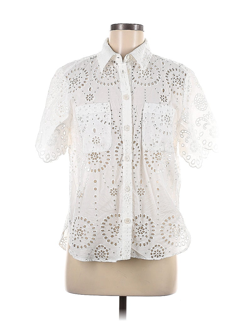 Zara 100% Cotton White Short Sleeve Button-Down Shirt Size M - 49% off | thredUP