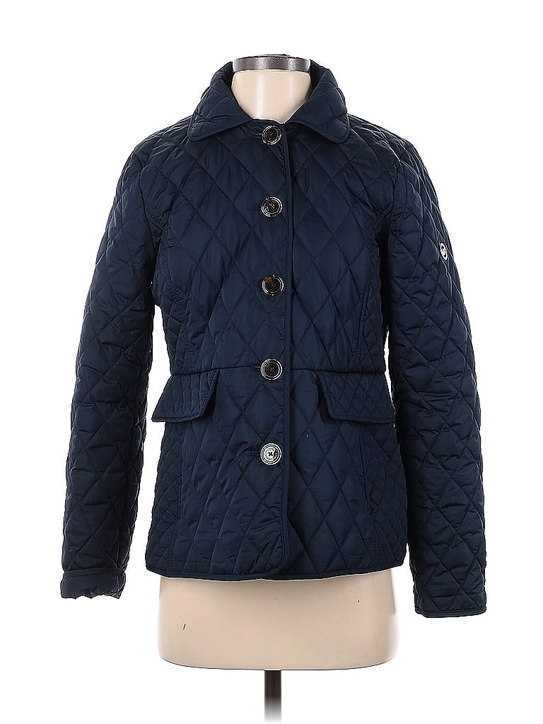 Michael Michael Kors 100 Polyester Solid Navy Blue Coat Size S 71