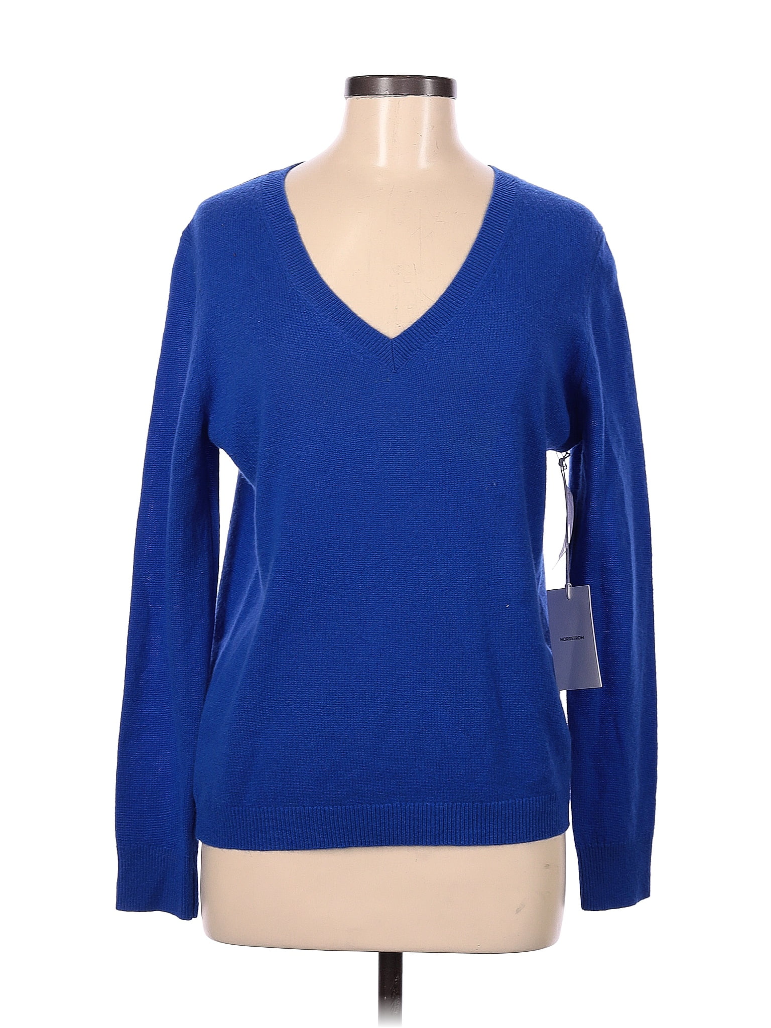 Nordstrom 100% Cashmere Color Block Solid Sapphire Blue Cashmere ...