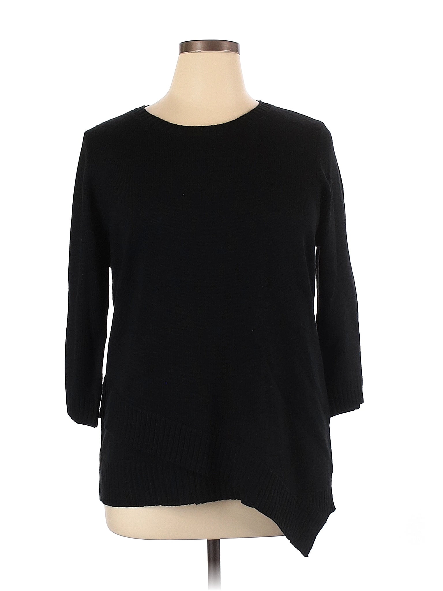 Croft And Barrow 100 Acrylic Color Block Solid Black Pullover Sweater