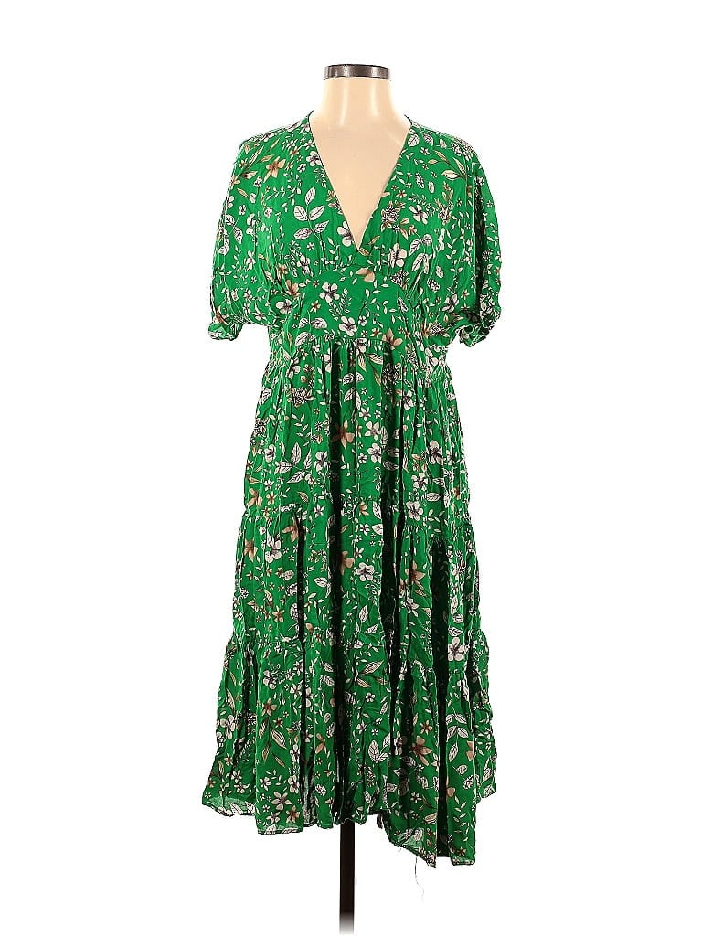 Zara 100 Viscose Floral Green Casual Dress Size S 28 Off Thredup