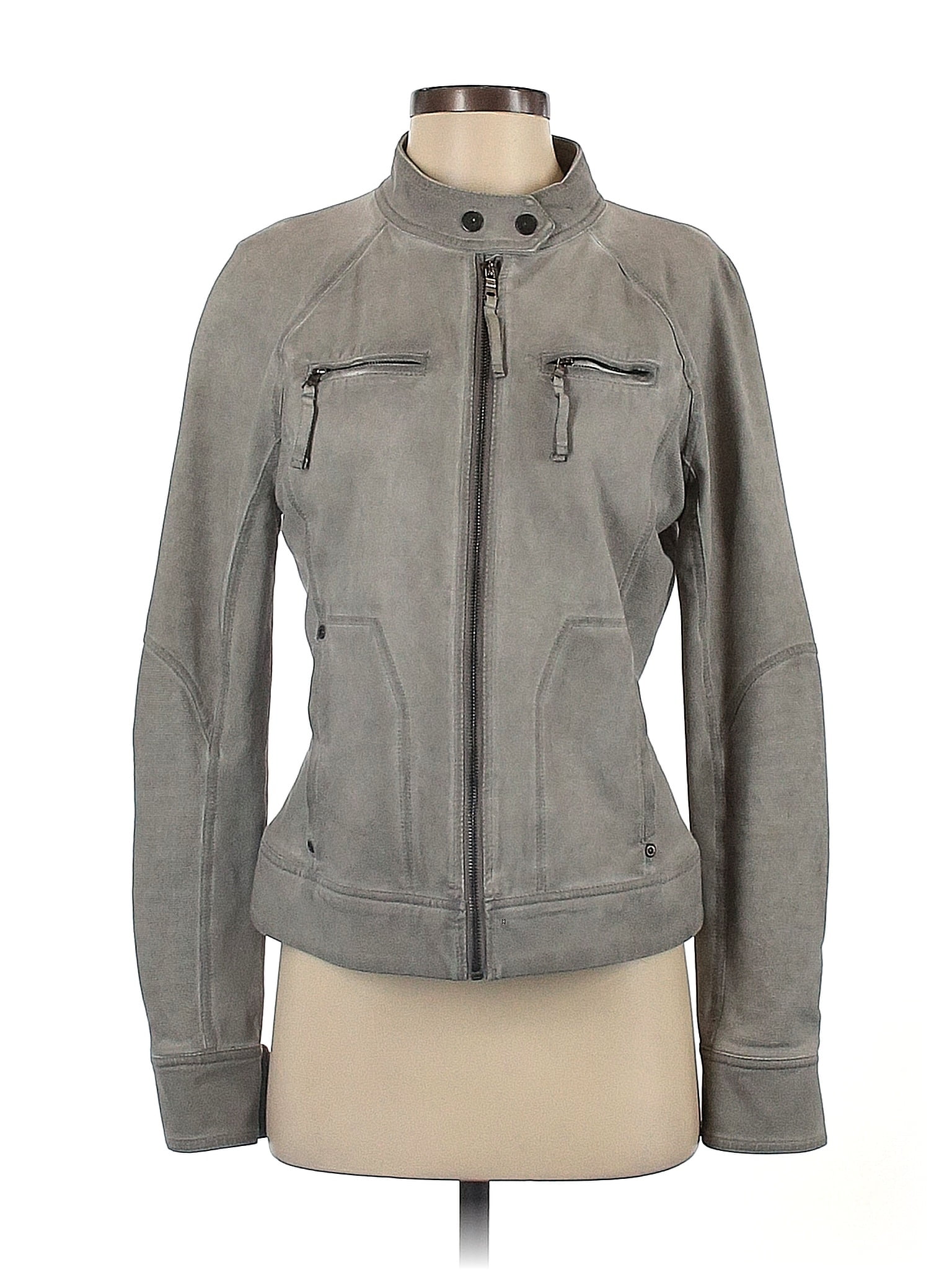 Marrakech Solid Gray Faux Leather Jacket Size S - 70% off | thredUP