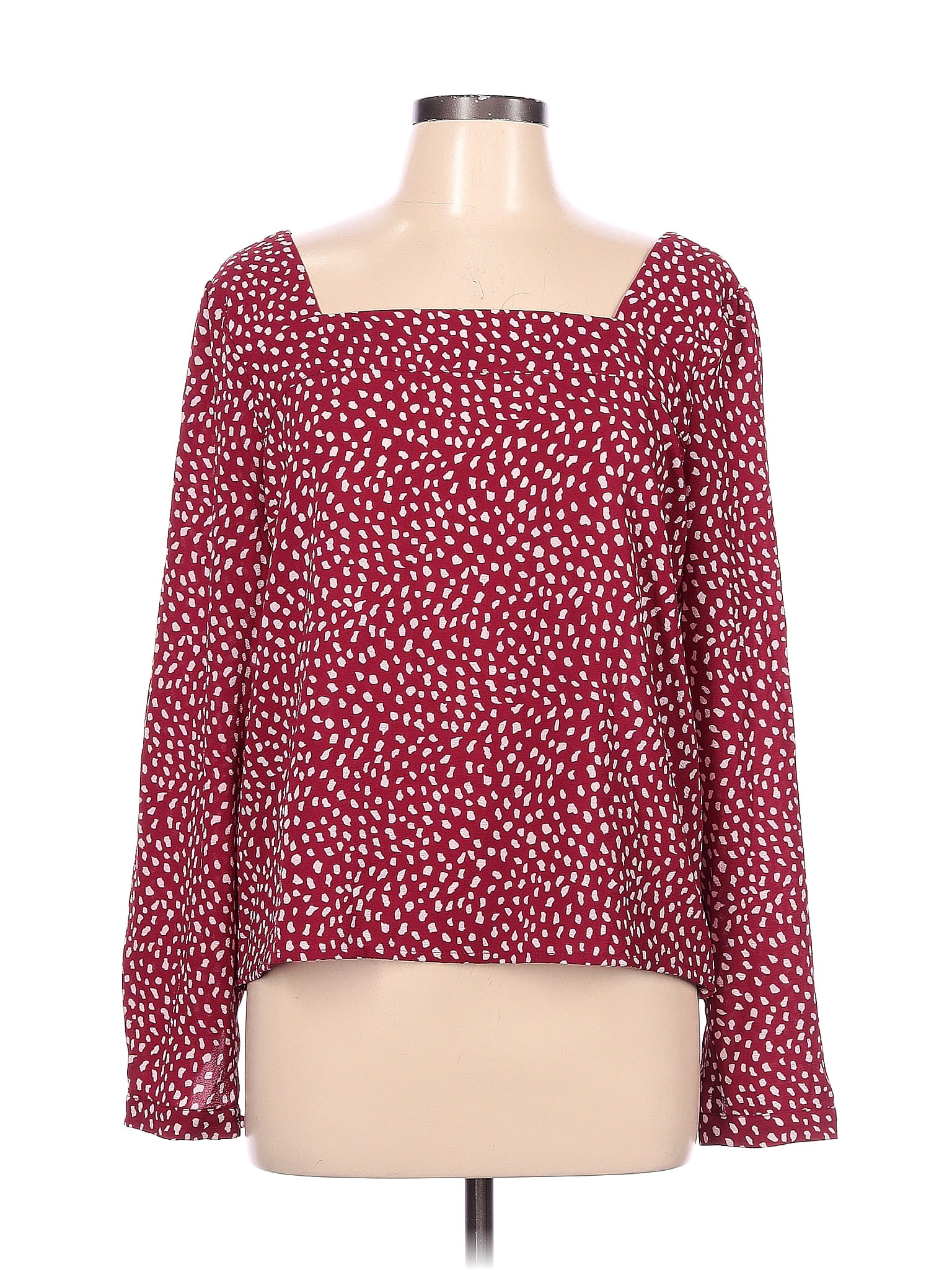41hawthorn Polka Dots Burgundy Long Sleeve Blouse Size L 61 Off