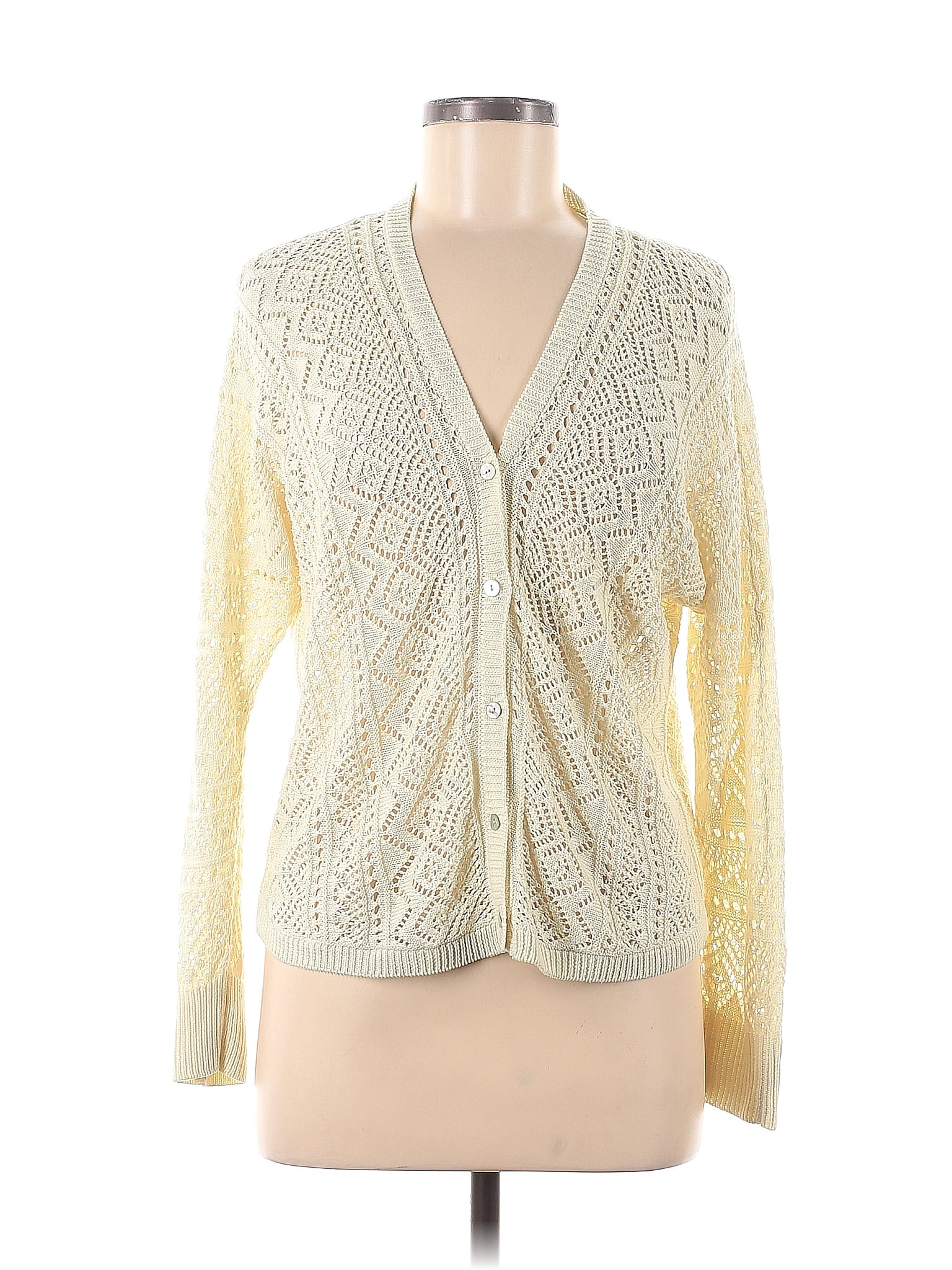Cyrus 100% Acrylic Color Block Ivory Cardigan Size M - 59% off | thredUP