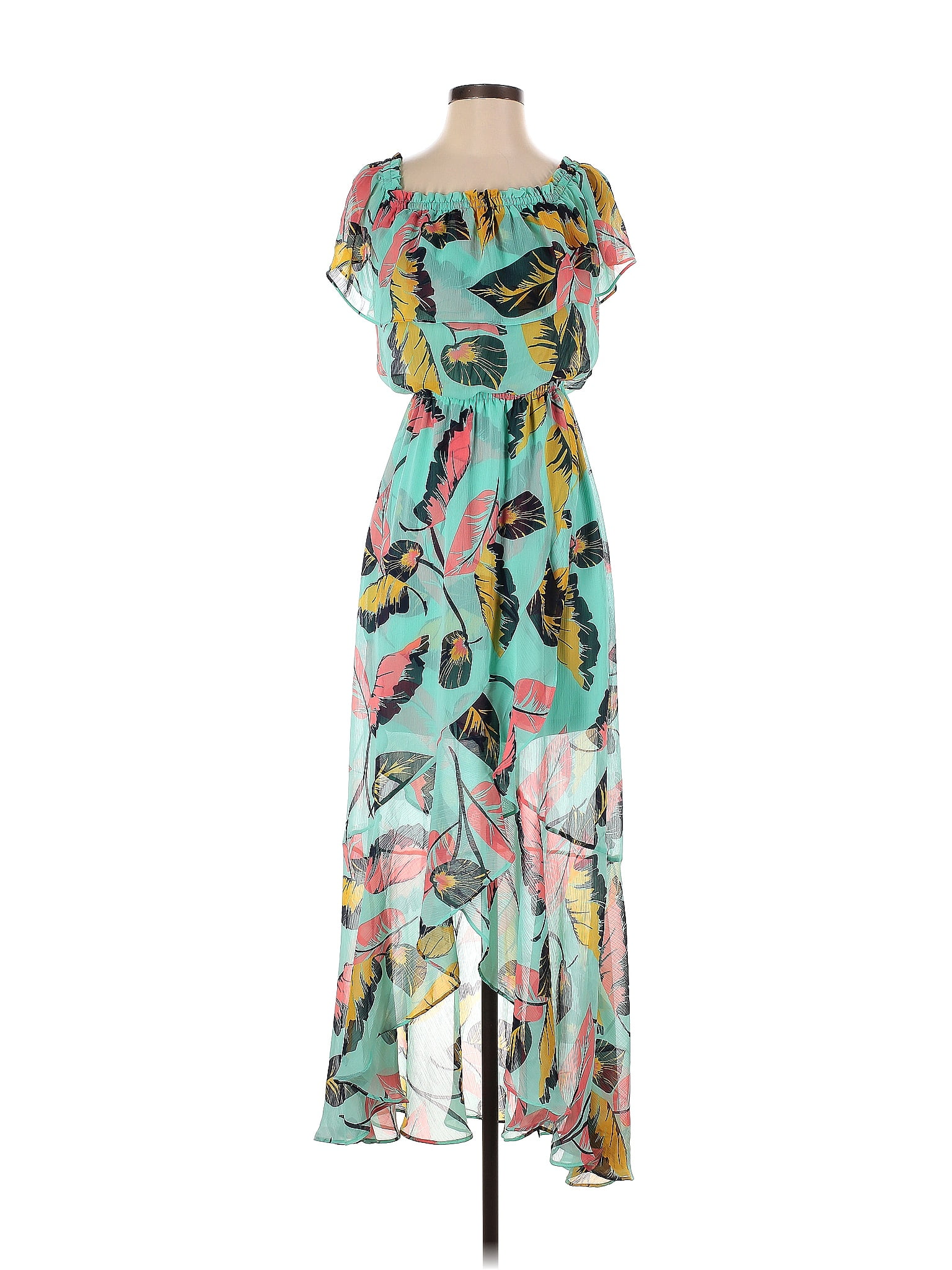 Express 100 Polyester Multi Color Teal Casual Dress Size Xs 68 Off