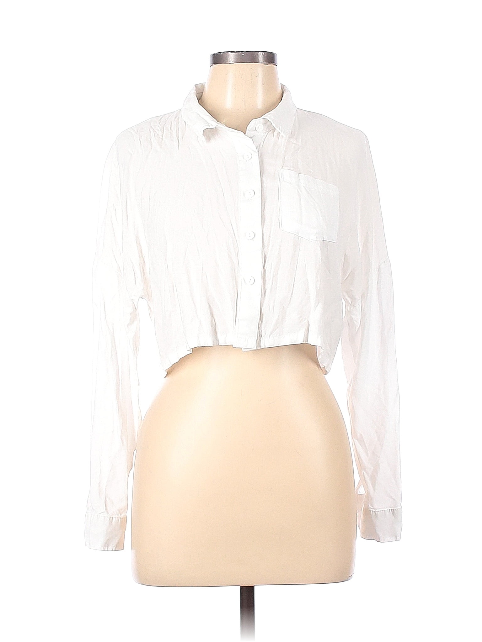 Ci Sono 100% Rayon White Long Sleeve Button-Down Shirt Size L - 50% off | thredUP