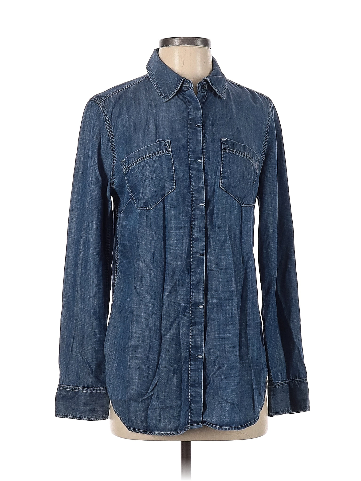 Talbots 100% Lyocell Checkered-gingham Blue Long Sleeve Button-Down Shirt Size S - 71% off | thredUP