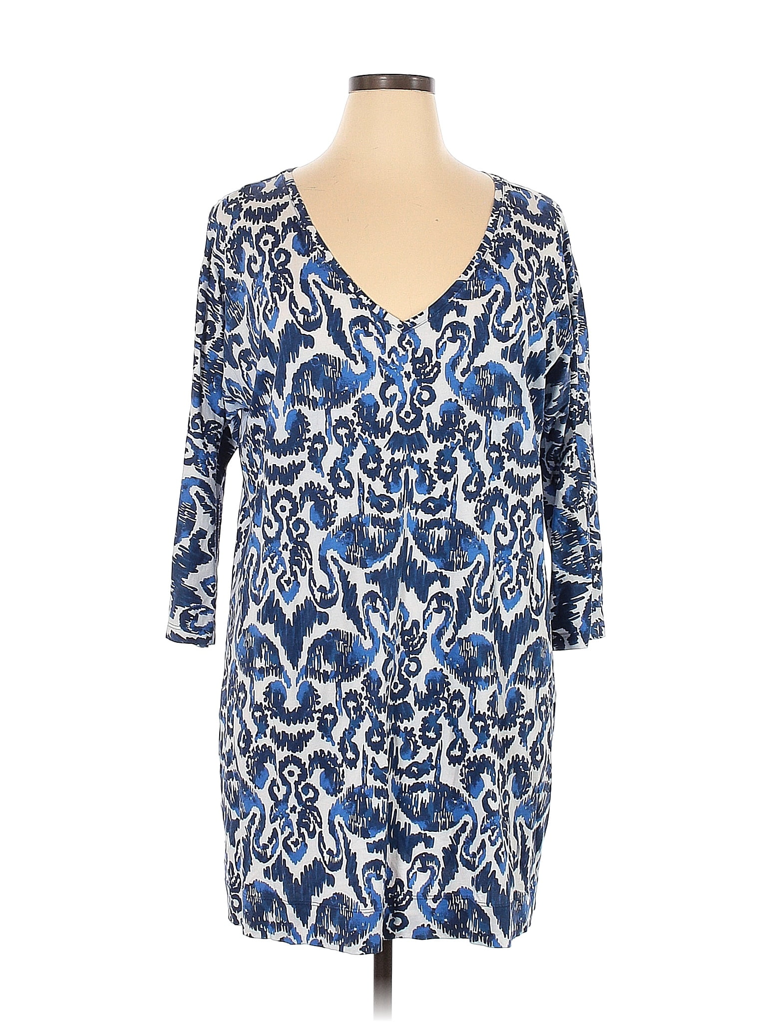 Lilly Pulitzer 100 Pima Cotton Multi Color Blue Casual Dress Size Xl