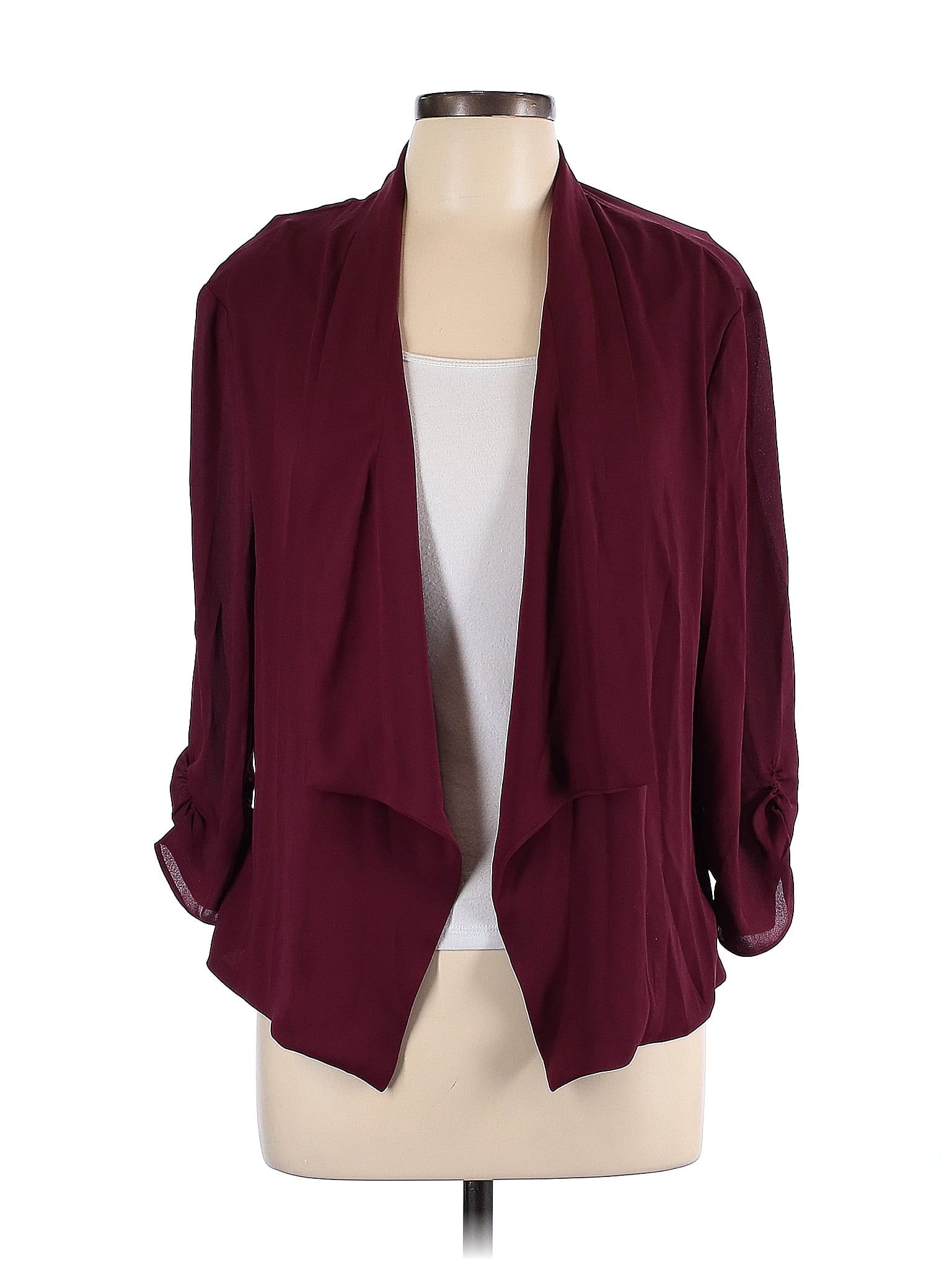 Urban Coco 100% Polyester Solid Red Burgundy Jacket Size L - 59% off ...