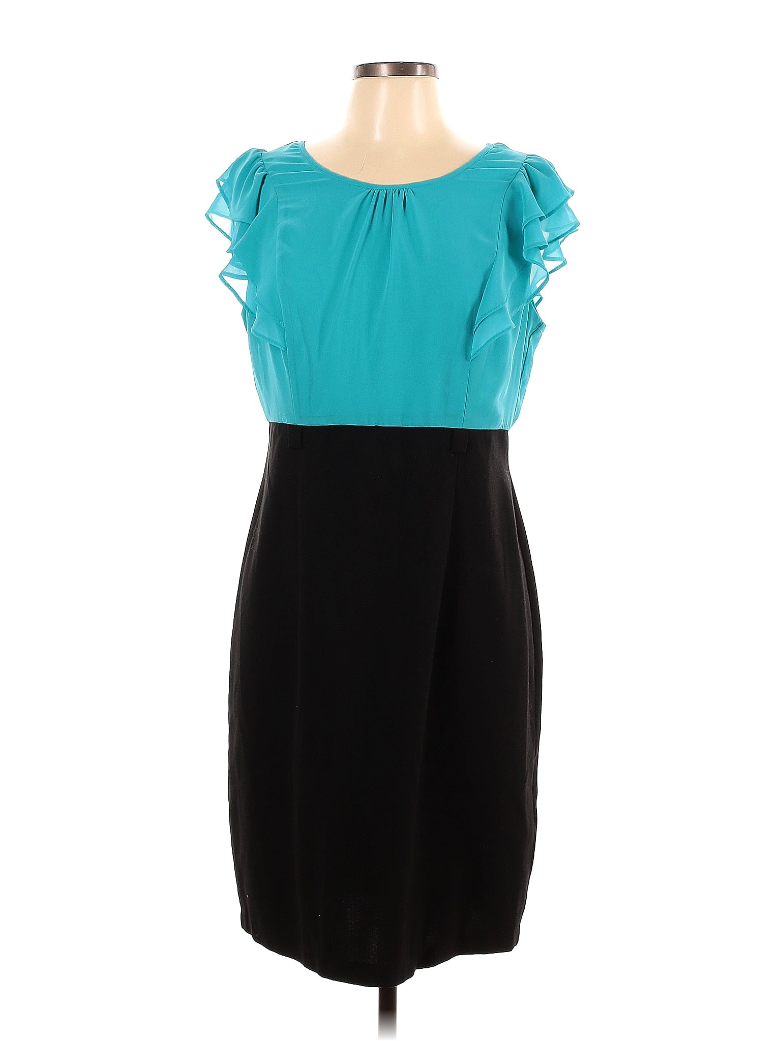 Alyx 100 Polyester Solid Multi Color Teal Casual Dress Size 12 67