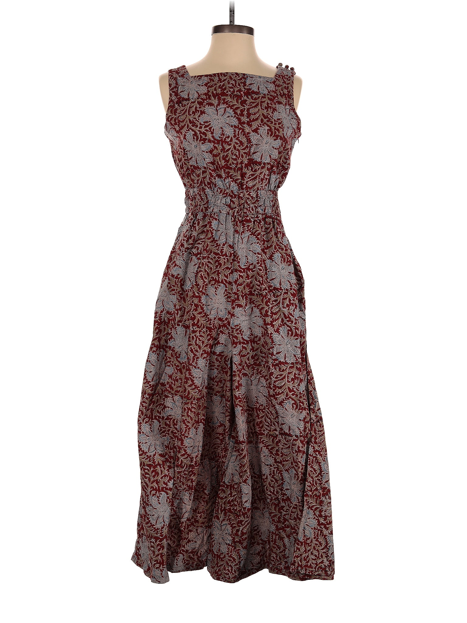 Assorted Brands Floral Multi Color Burgundy Casual Dress Size S 51