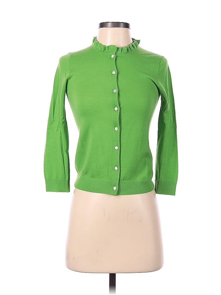 J Crew 100 Merino Wool Color Block Solid Green Cardigan Size Xs 75