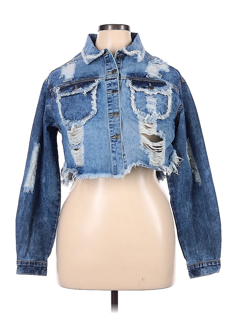 Shein 100% Cotton Blue Denim Jacket Size 0X (Plus) - 40% off | thredUP
