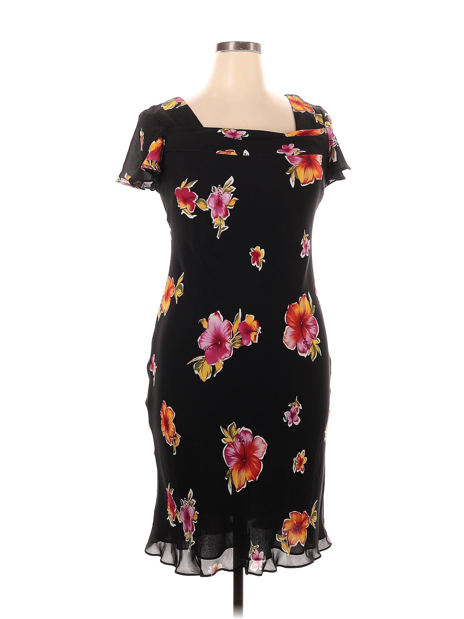 Donna Ricco 100% Silk Floral Black Casual Dress Size 12 - 79% off | thredUP