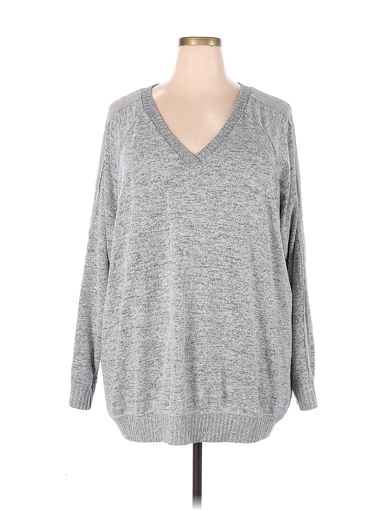 Torrid Color Block Marled Gray Pullover Sweater Size 4X Plus (4) (Plus ...