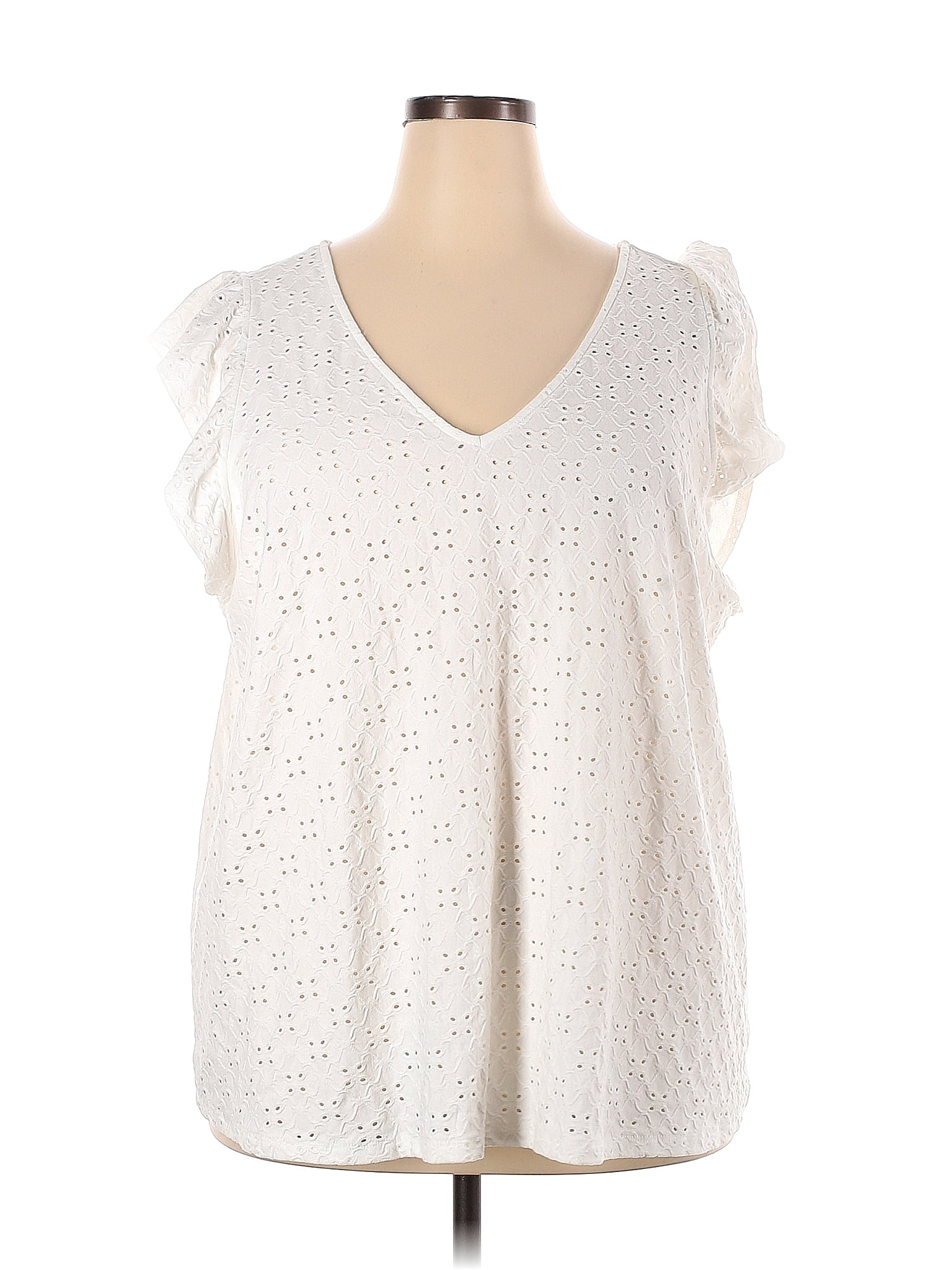 Ava And Viv Polka Dots White Ivory Short Sleeve Blouse Size 3x Plus 32 Off Thredup