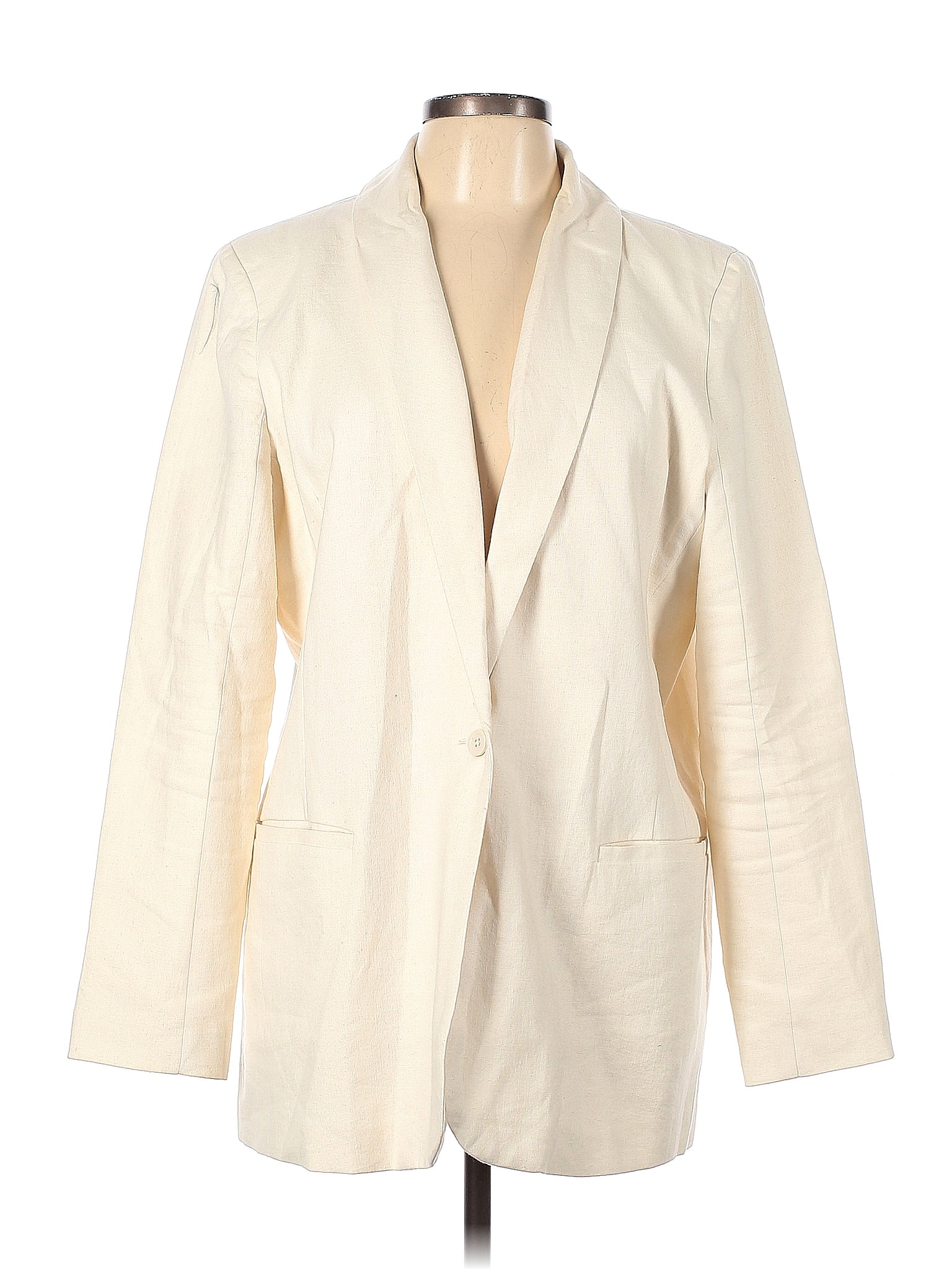 Abercrombie 100% Cotton Solid Ivory Blazer Size L - 65% off | thredUP
