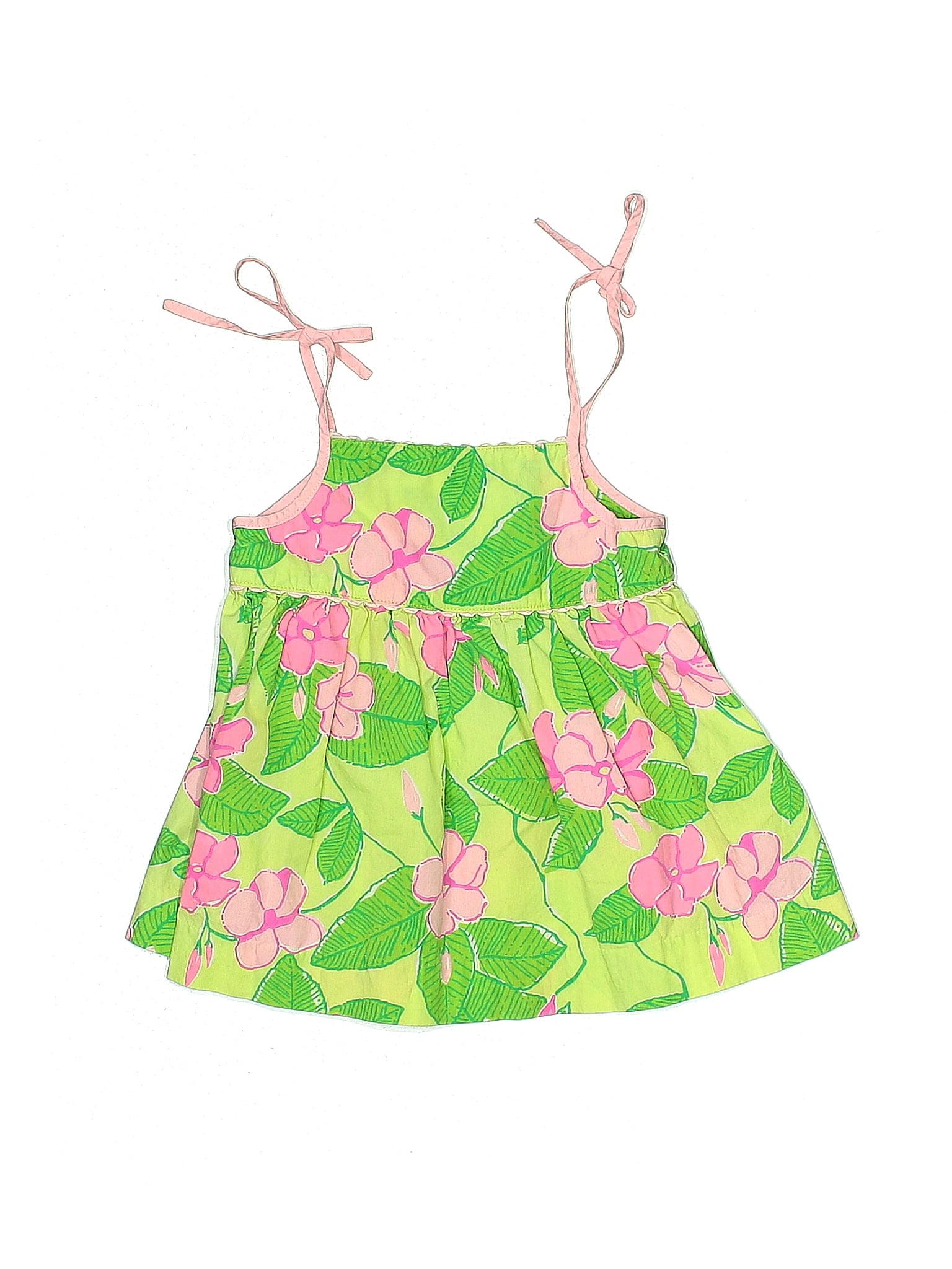 Lilly Pulitzer 100 Cotton Floral Green Dress Size 6 12 Mo 66 Off