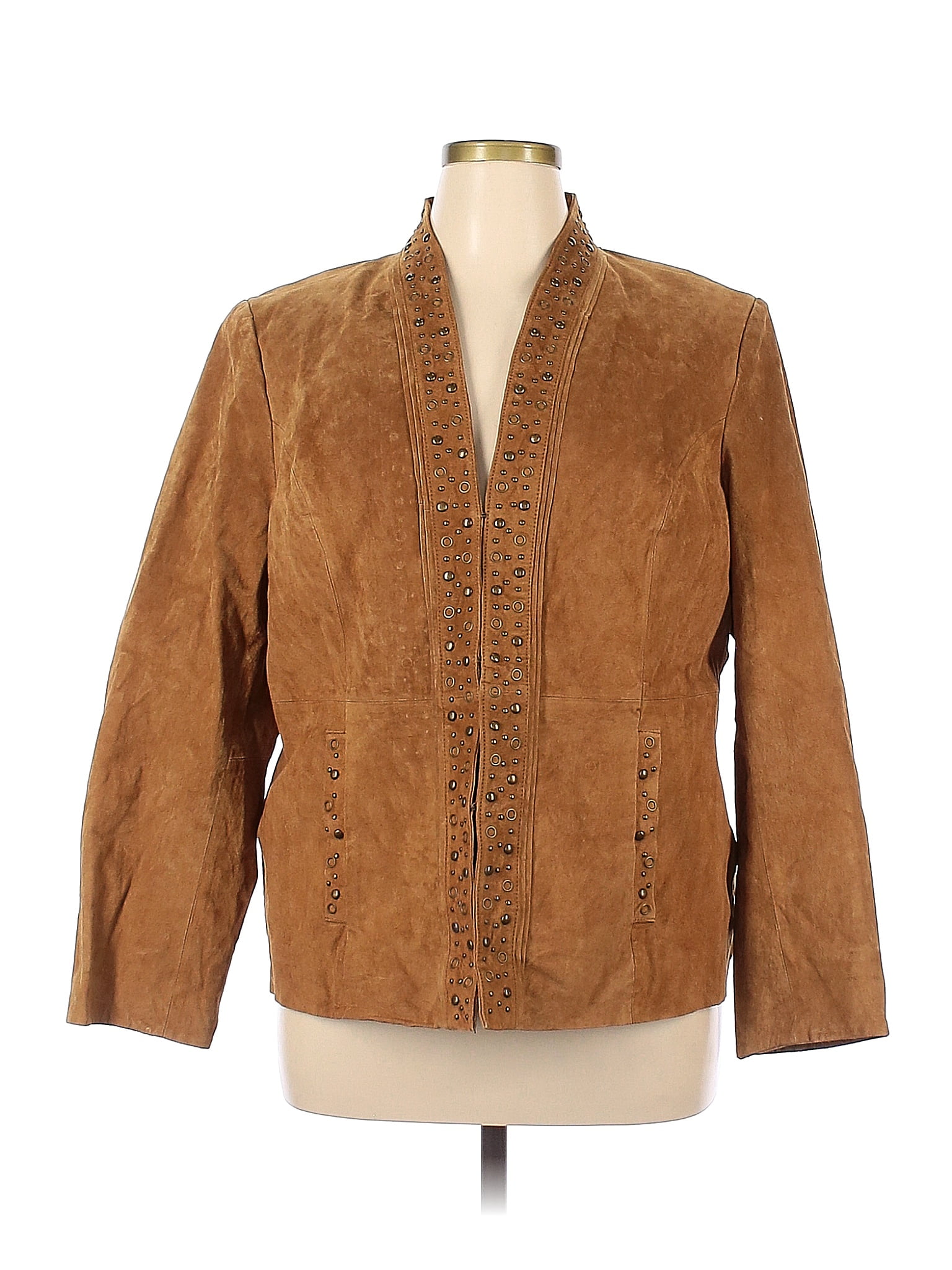Pamela McCoy 100% Leather Solid Brown Jacket Size 1X (Plus) - 68% off ...