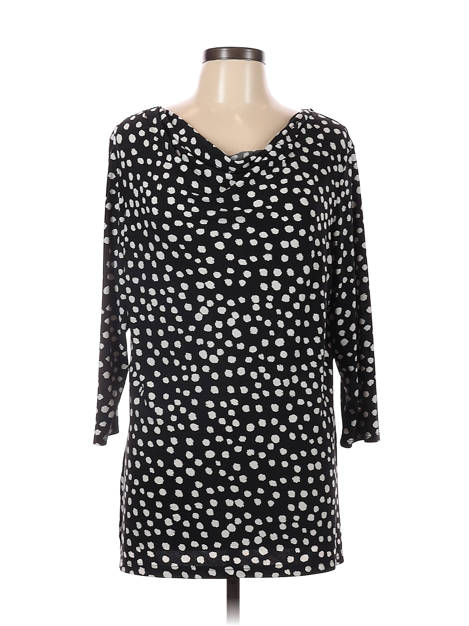 Travelsmith Polka Dots Black Short Sleeve Blouse Size L - 71% off | thredUP